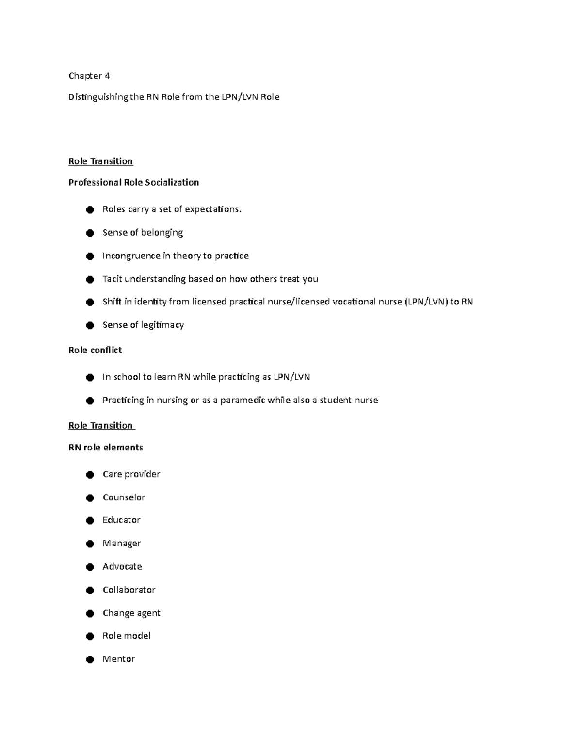 Chap 4-7 Outline - Chapter 4 Distinguishing the RN Role from the LPN ...