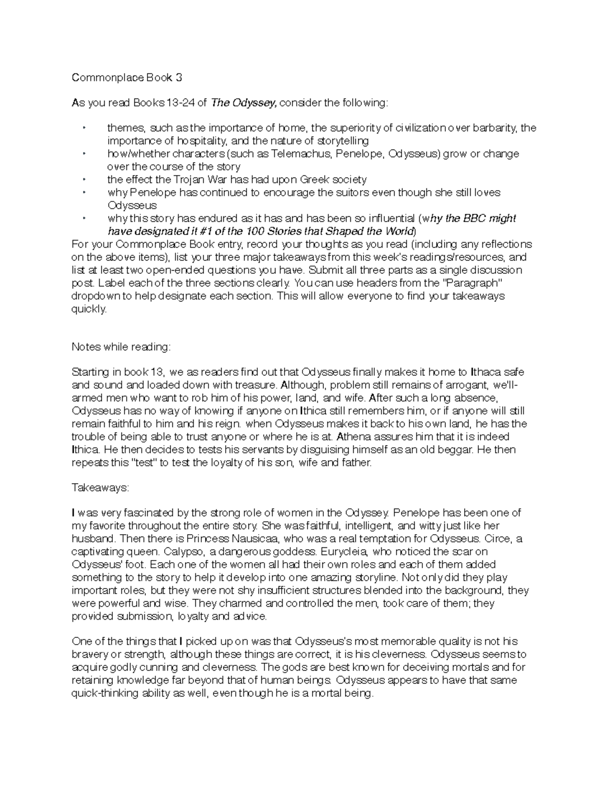 Commonplace Book 3 - Weekly reading and analysis - Commonplace Book 3 ...