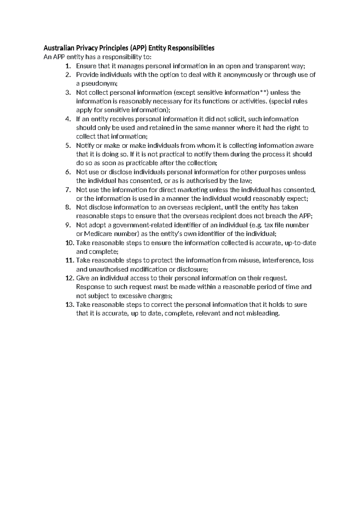 Australian Privacy Principles - Ensure that it manages personal ...