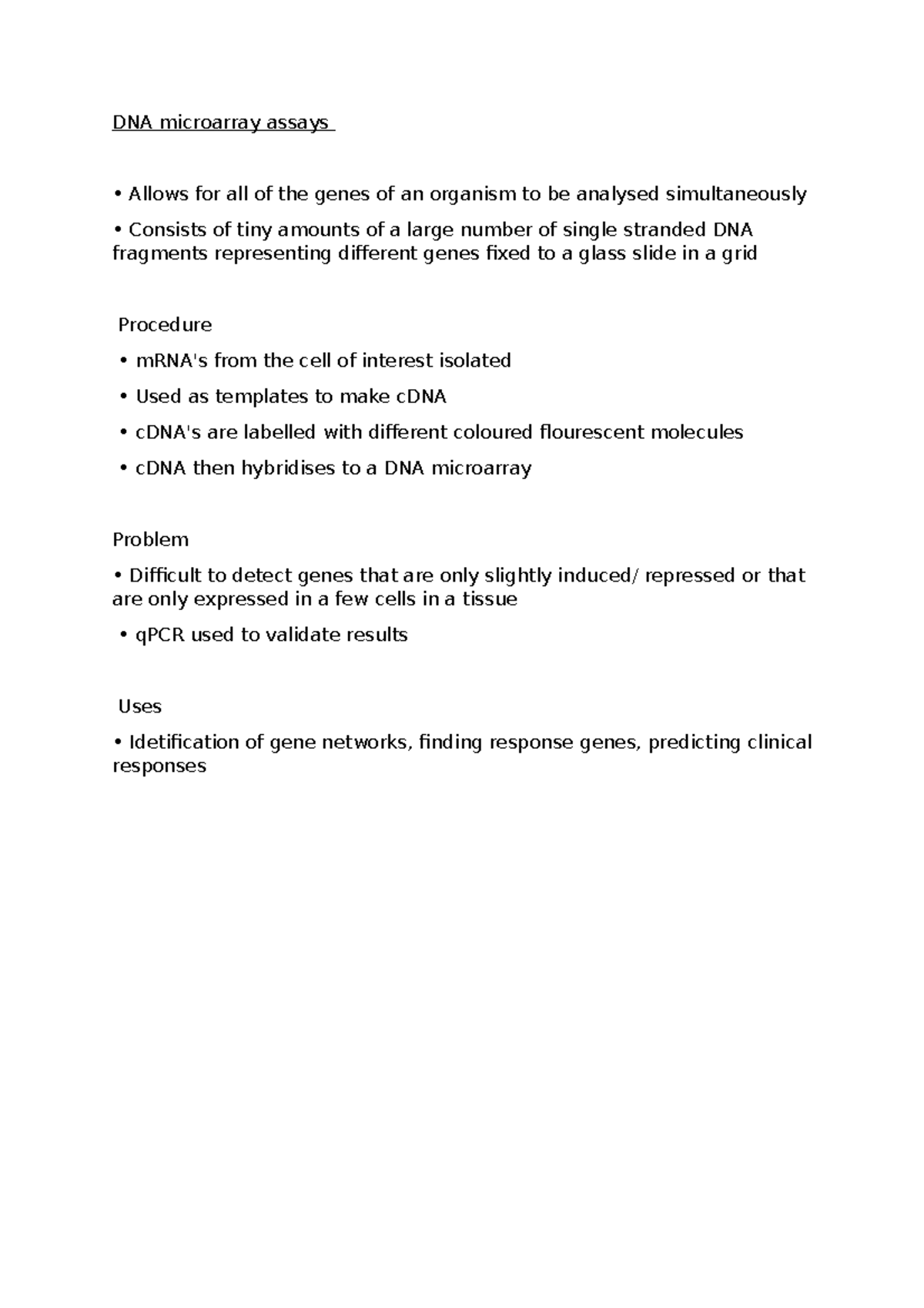 Dna Microarray Assays Assignment Notes Dna Microarray Assays Allows