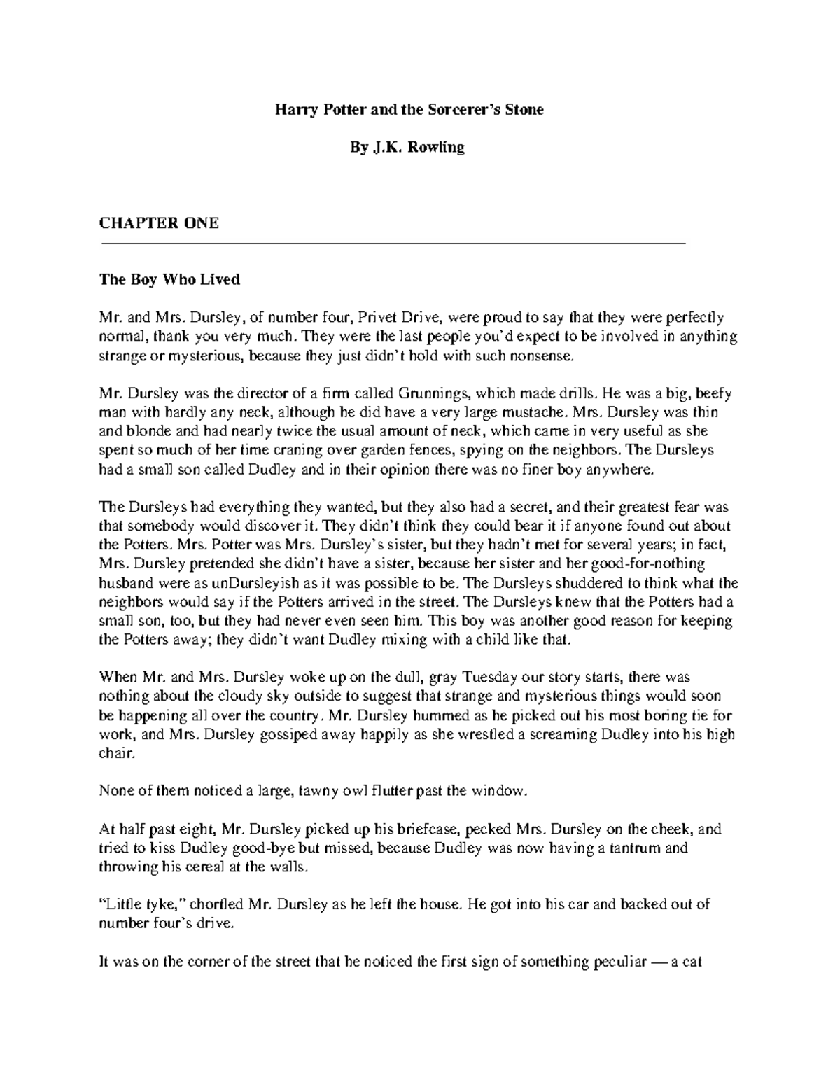 Book 1 - Harry Potter and the Sorcerer's Stone - Harry Potter and the ...