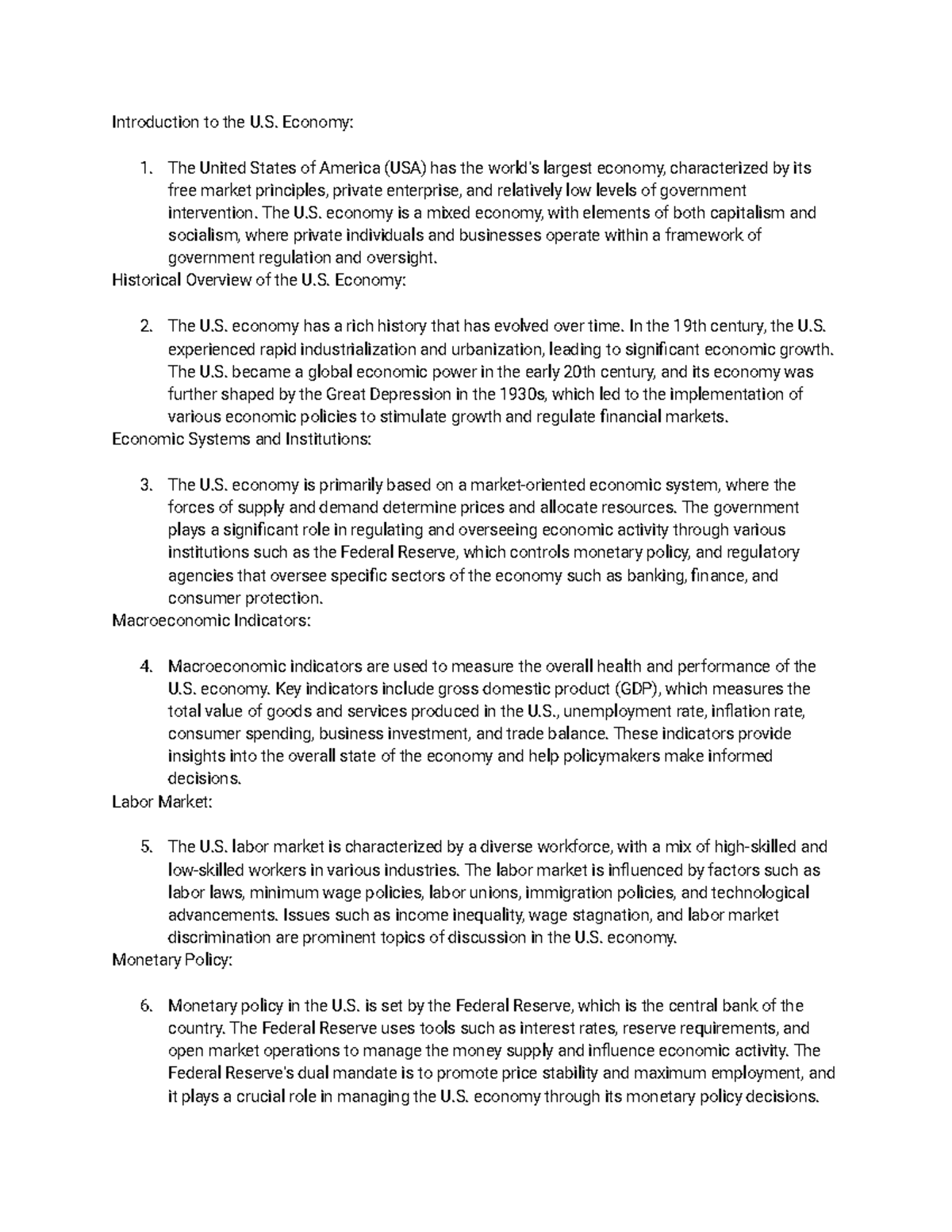 ECON308 Notes (41) - siyan wang - Introduction to the U. Economy: The ...
