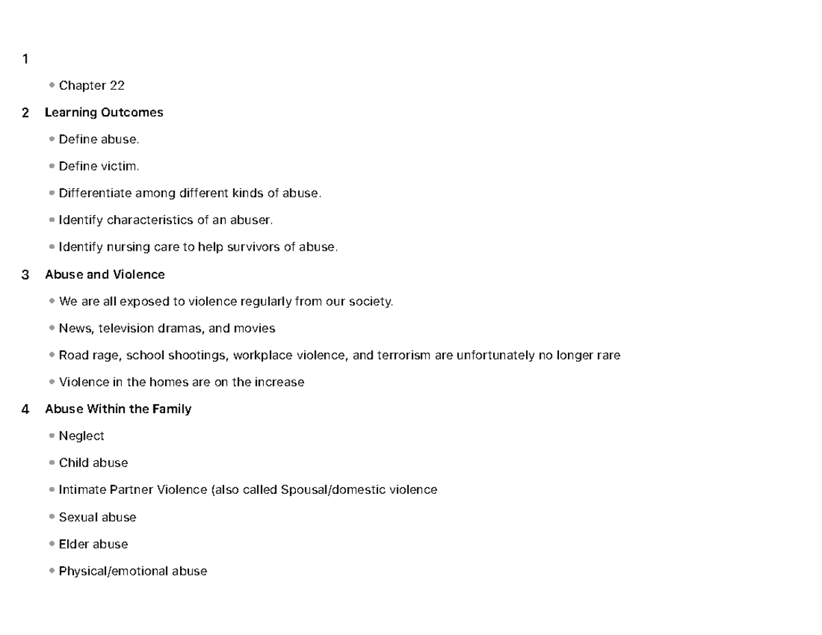 Ch+22+outline - Abuse and Violence - 1 Chapter 22 2 Learning Outcomes ...