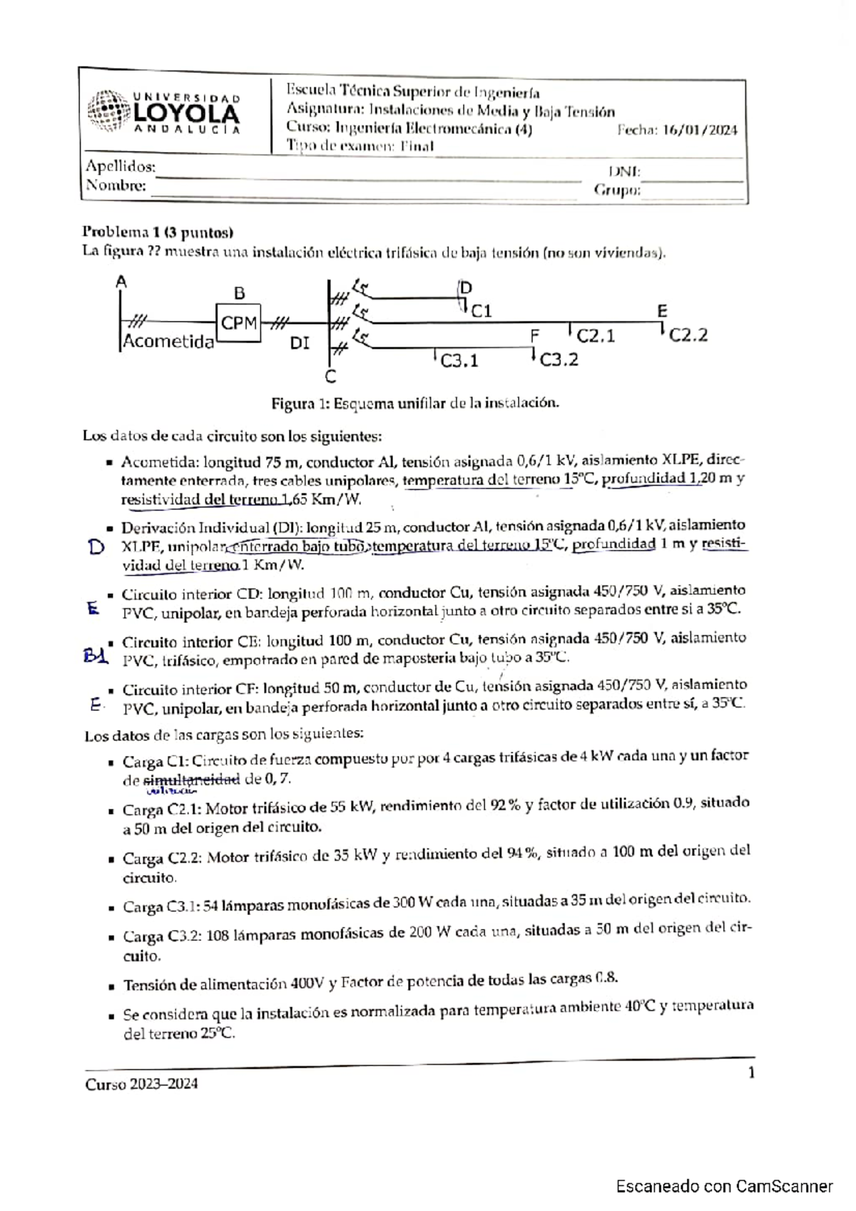 Ordinaria Instalaciones BT 23-24 - Instalaciones de Baja Tensión - Studocu