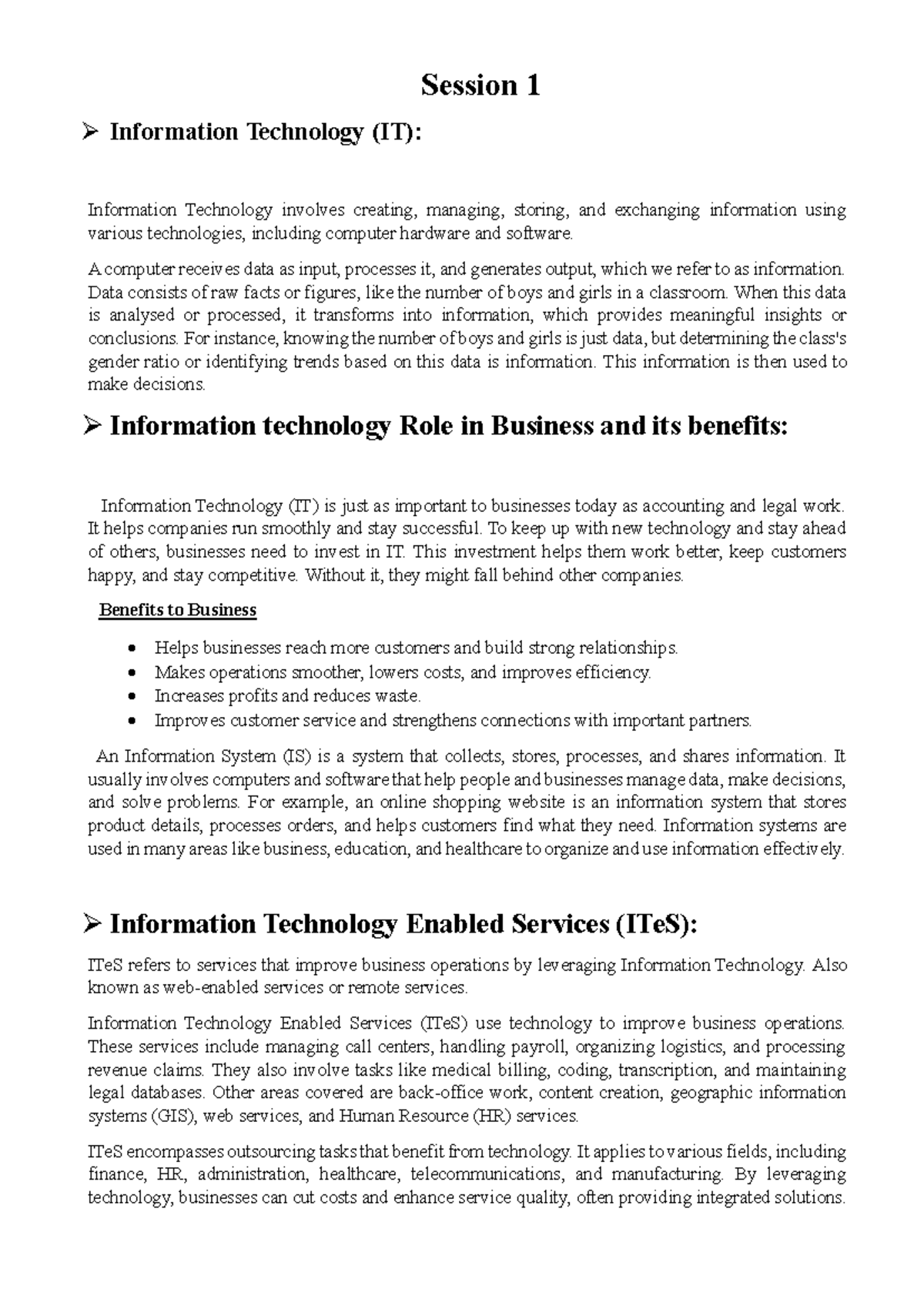 Information Technology class IX chapter 6 - Session 1 Information ...