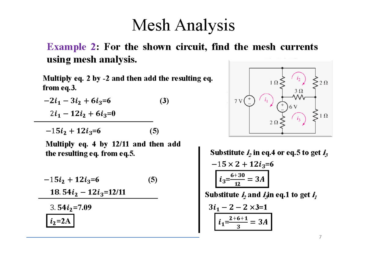 EC 1 Mesh-2 - EC 1 Mesh-2 - Mesh Analysis Example 2: For the shown ...