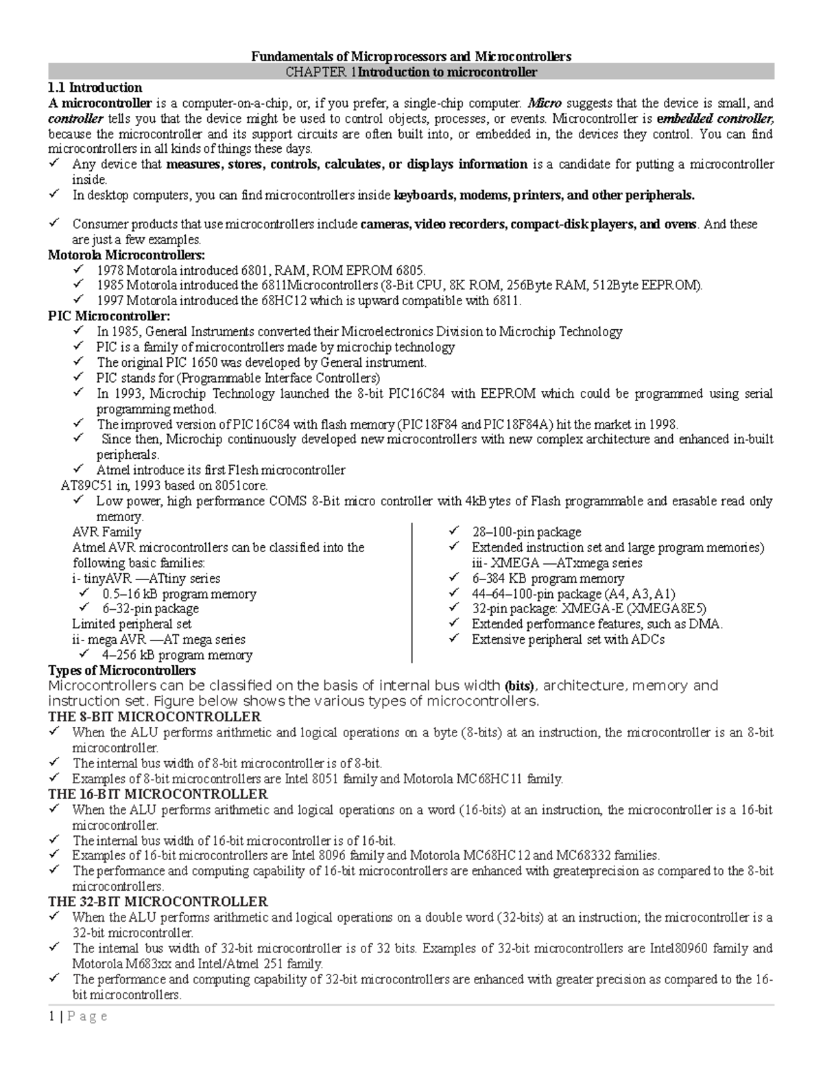 Chapter 1 tss new5 - nots - Fundamentals of Microprocessors and Microcontrollers CHAPTER - Studocu