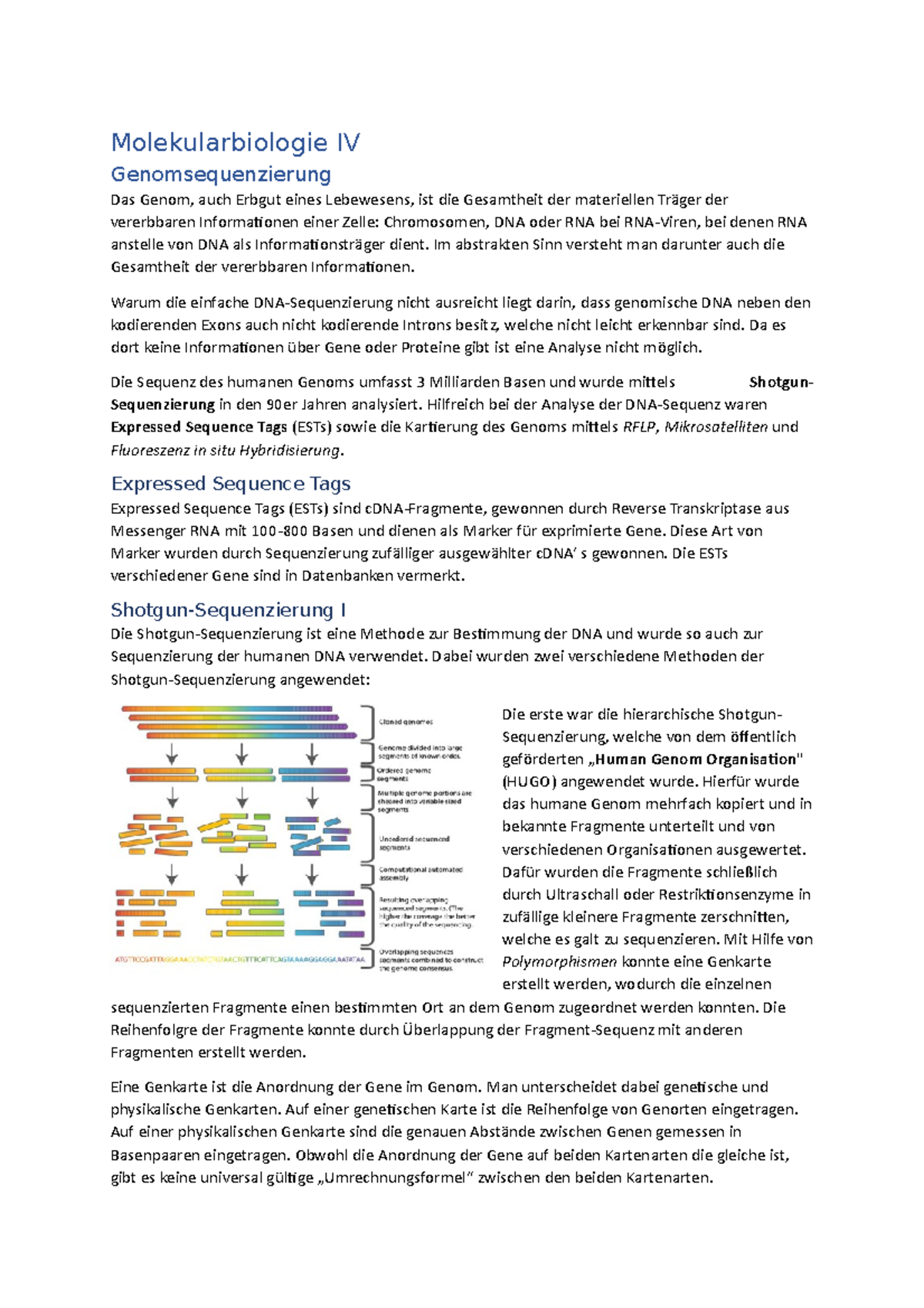 Biochemische Analytik 07 - Molekularbiologie IV Genomsequenzierung Das ...