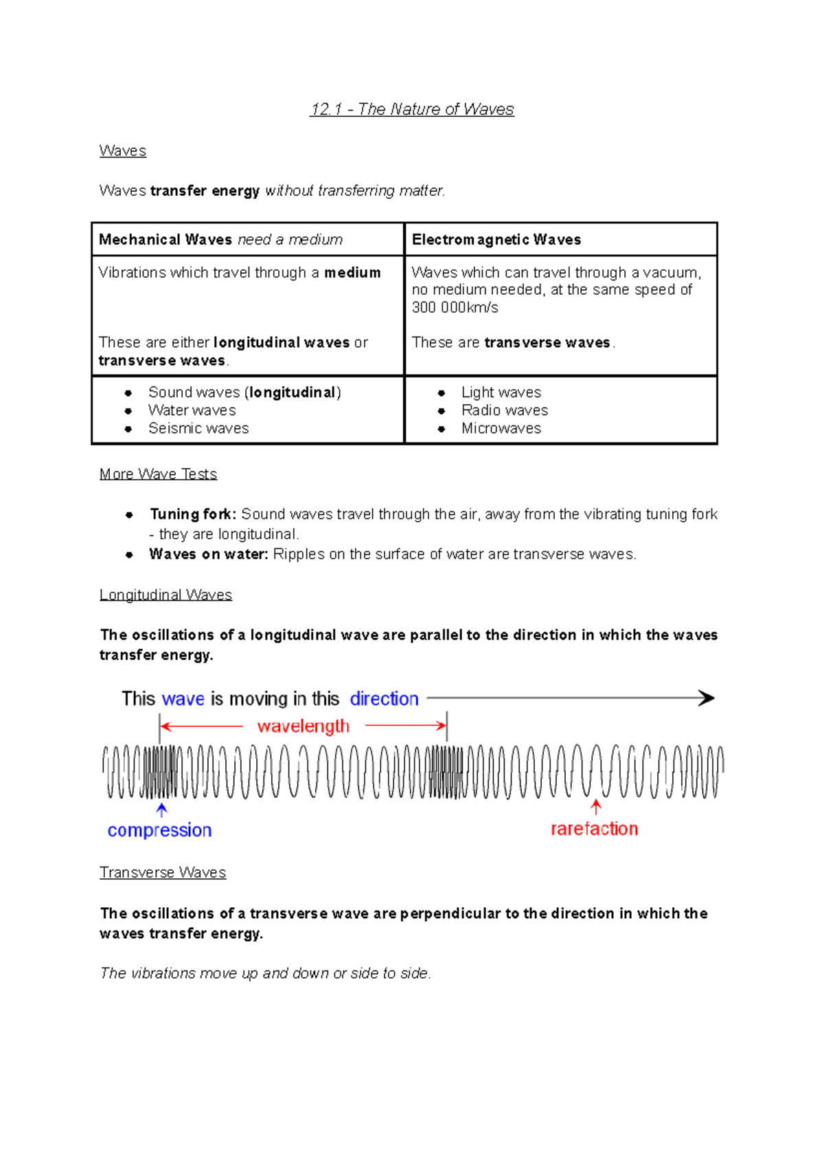 Wave Properties - Physics Unit 12 - 12 - The Nature of Waves Waves ...