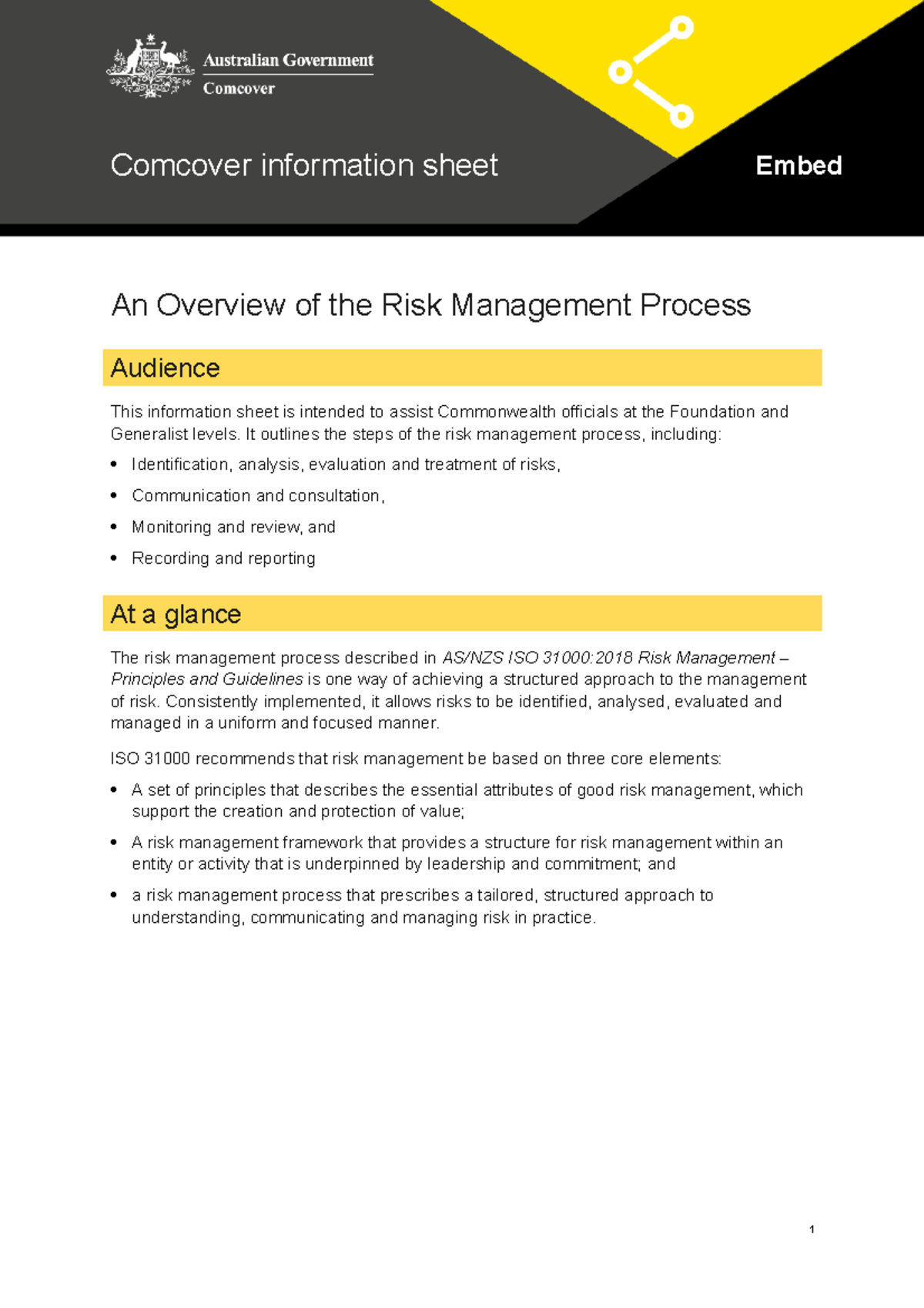 Information Sheet Overview Risk Management Process - Comcover ...