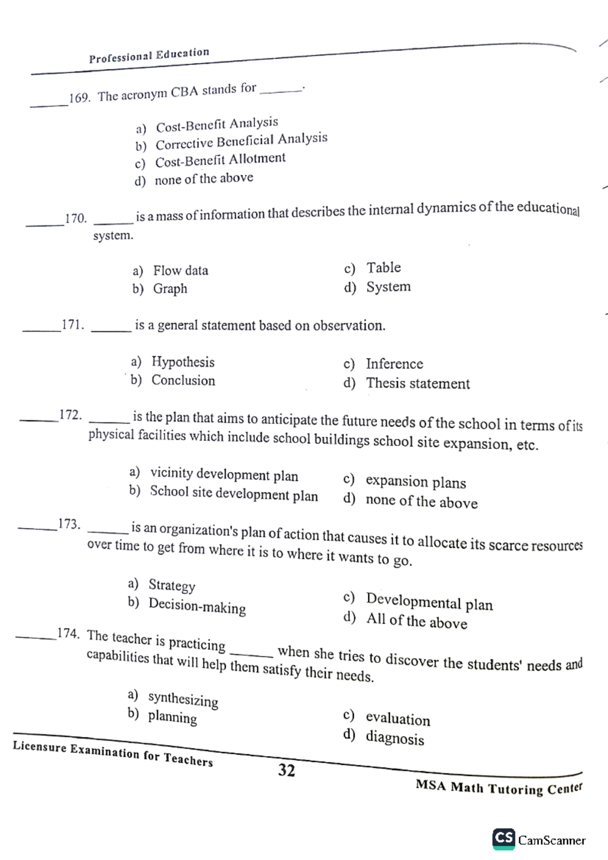 Cam Scanner 05-22-2024 10 - Professional Education 169. The acronym CBA ...