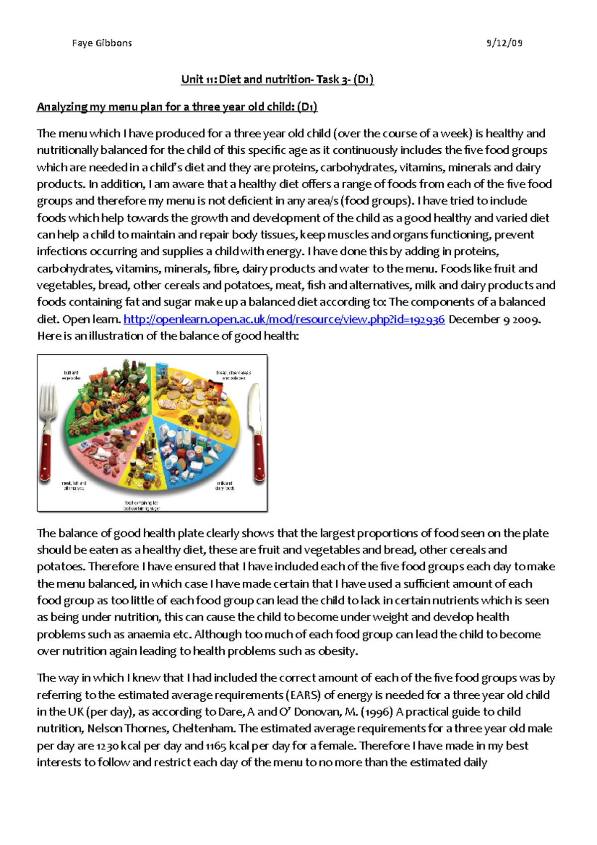 Unit 11.task 3 distinction - Unit 11: Diet and nutrition- Task 3- (D1 ...