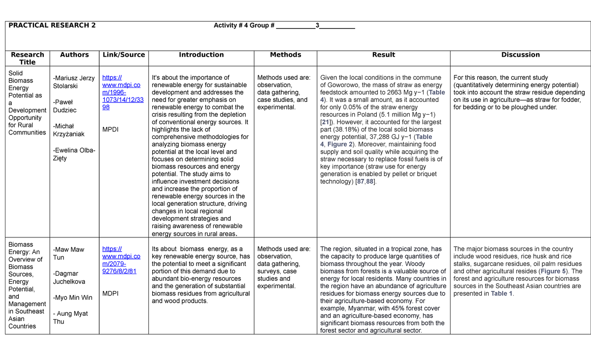 STEM Output Activity 4 1 - PRACTICAL RESEARCH 2 Activity # 4 Group ...
