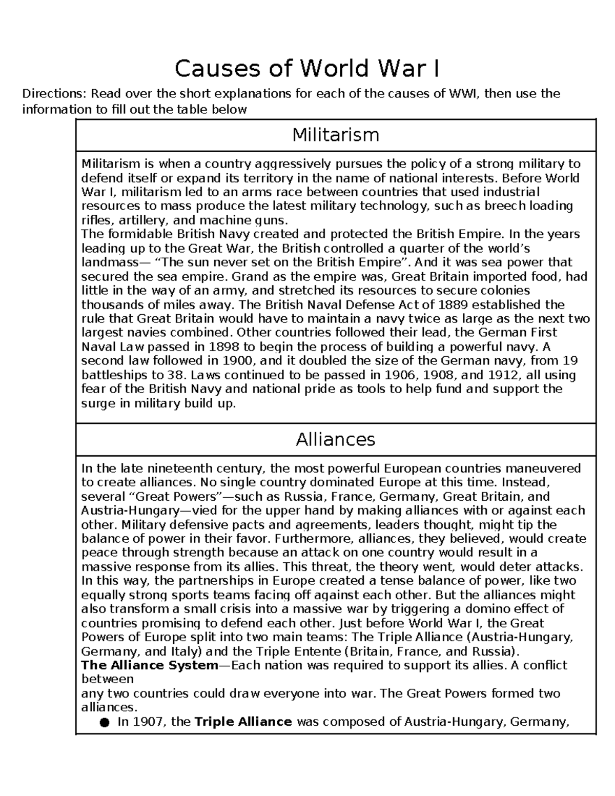 Main Causes of WWI (8) (4) (2) (3) (3)-1 - Causes of World War I ...