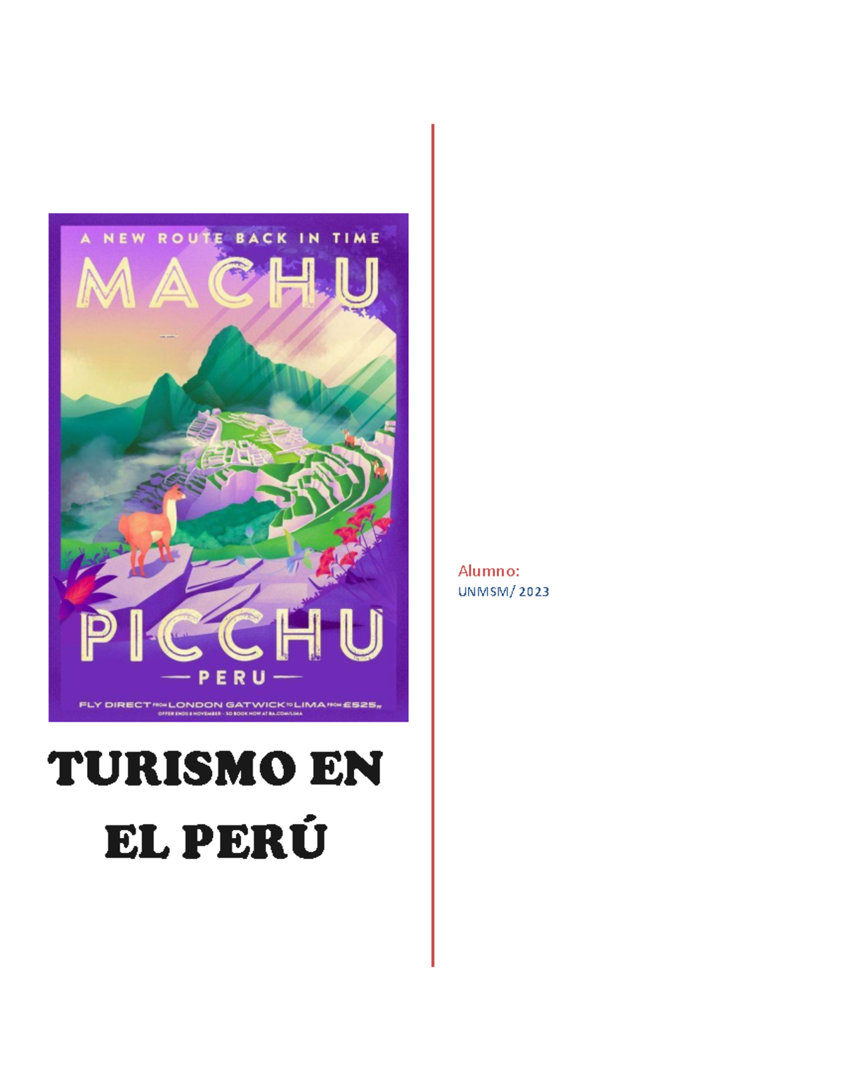 Examen-Word - Examen WORD CINFO semana 2 - TURISMO EN EL PERÚ Alumno ...