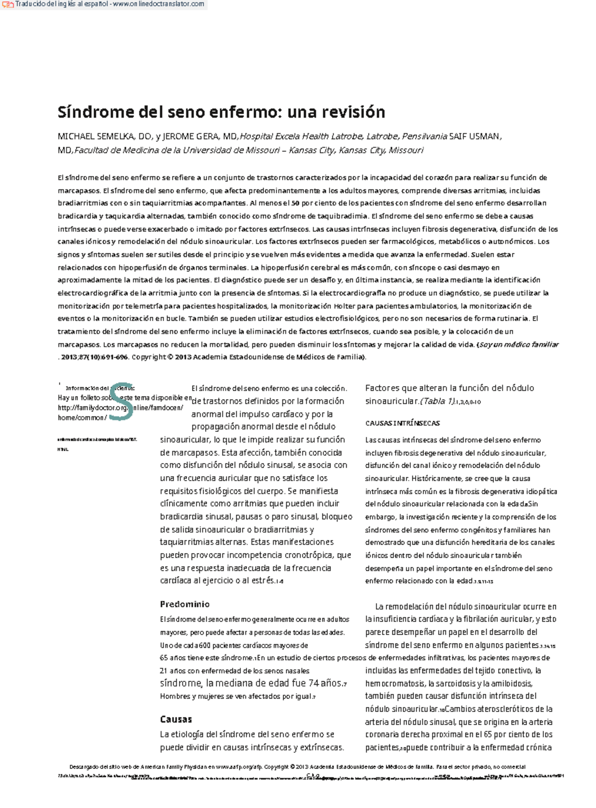 Enf del nodo sinusal revision afp - Síndrome del seno enfermo: una ...