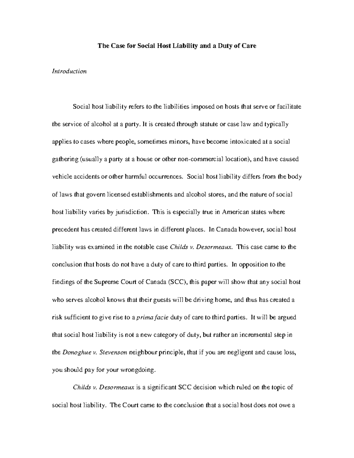 Law - law - The Case for Social Host Liability and a Duty of Care ...