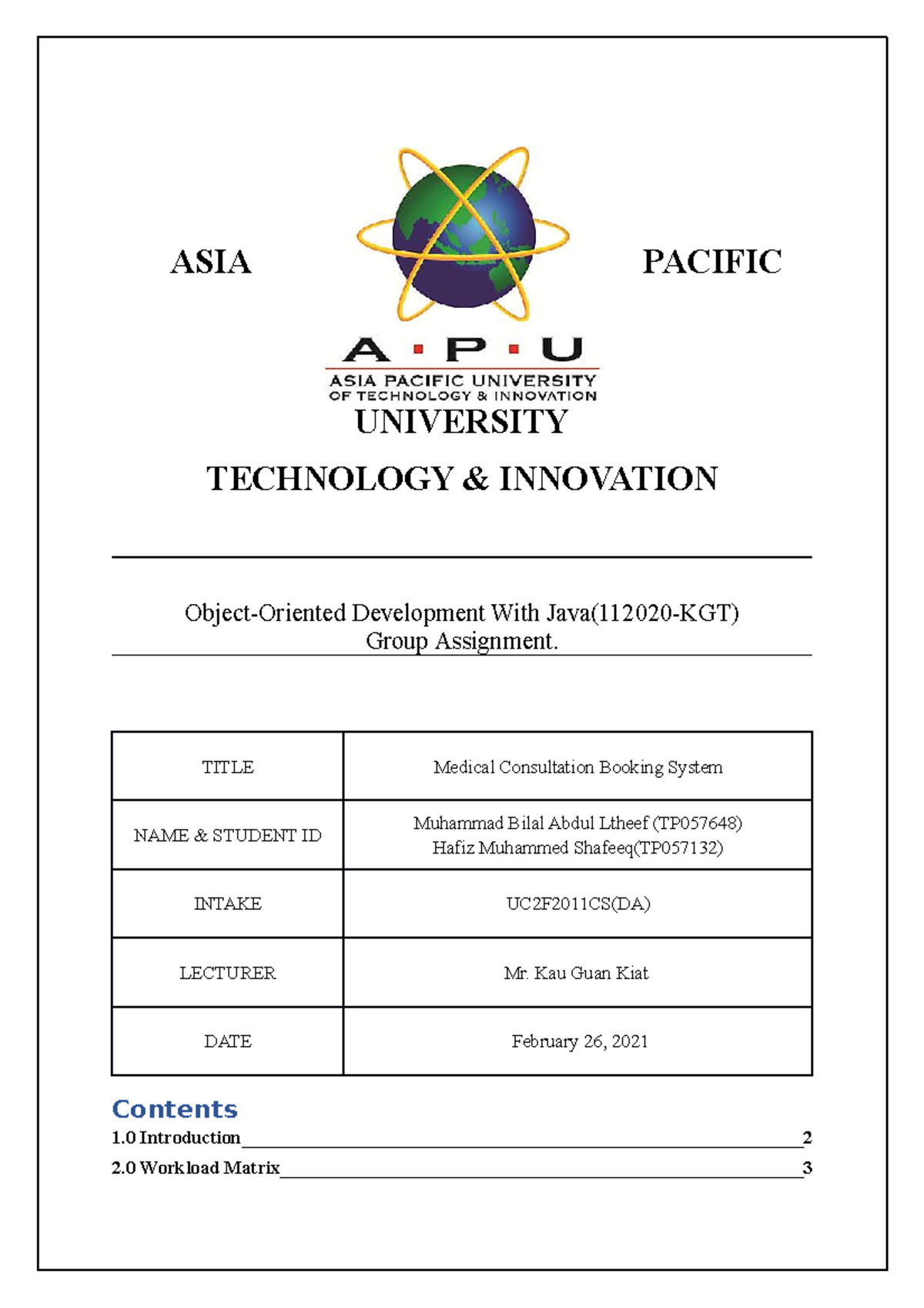 OODJ final Report - ASIA PACIFIC UNIVERSITY TECHNOLOGY & INNOVATION ...