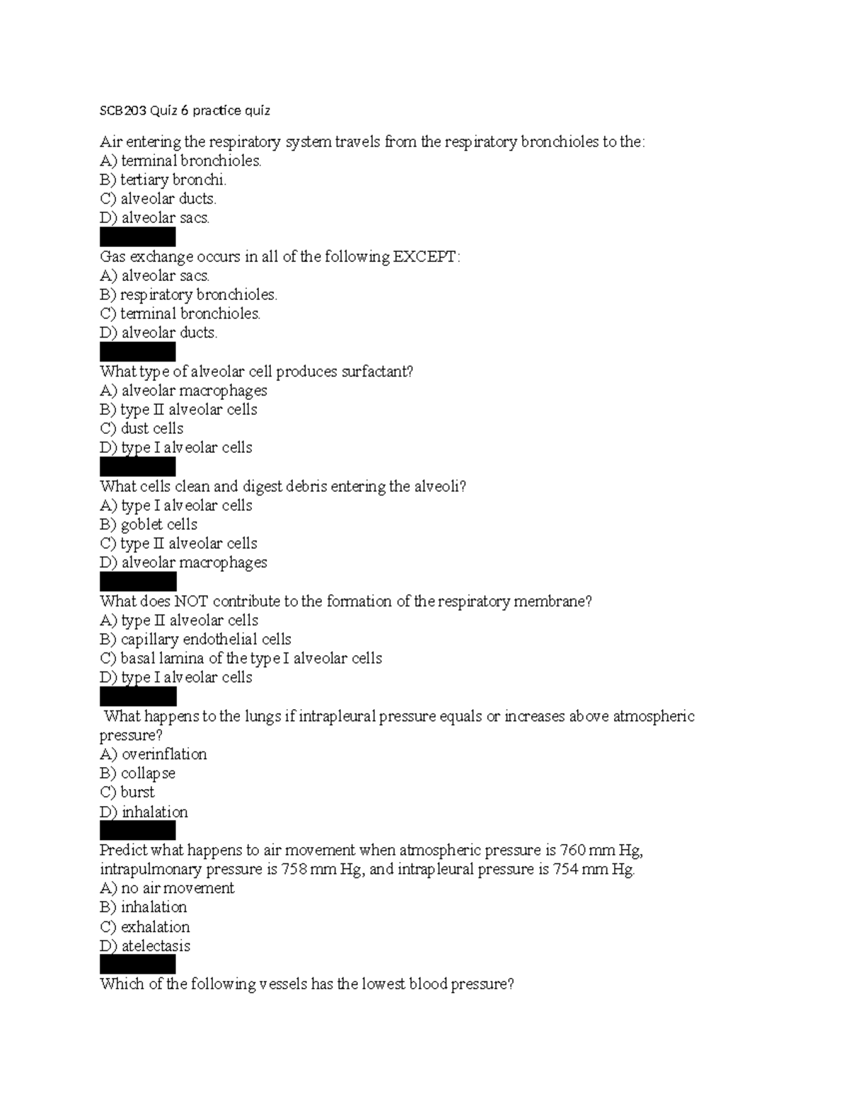 Practice quiz 6 SCB 203 - SCB203 Quiz 6 practice quiz Air entering the ...