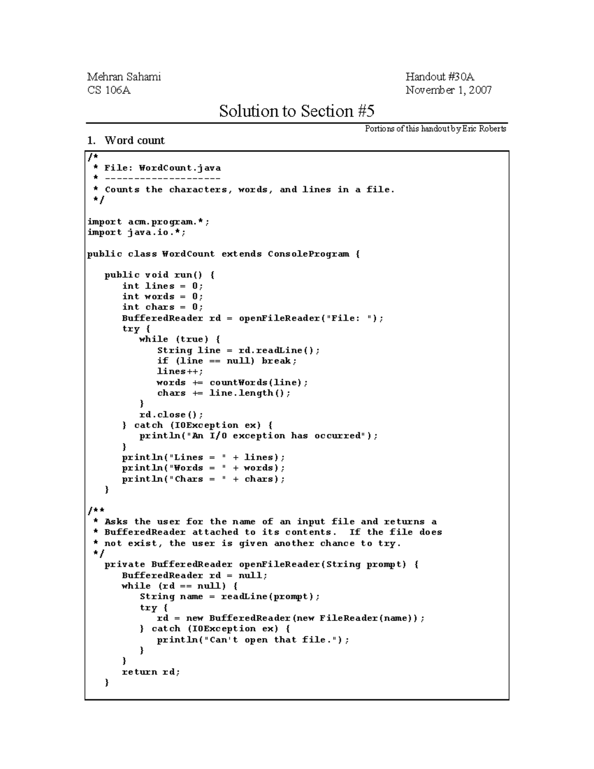 30a section 5 solutions - - Studocu