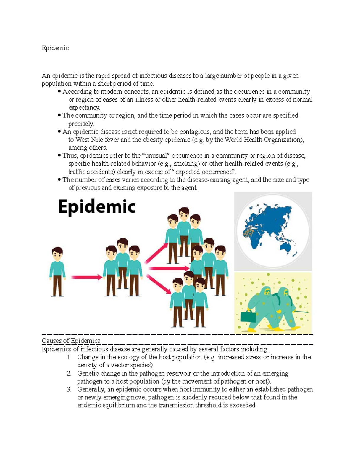 Epidemic - notes - Epidemic An epidemic is the rapid spread of ...