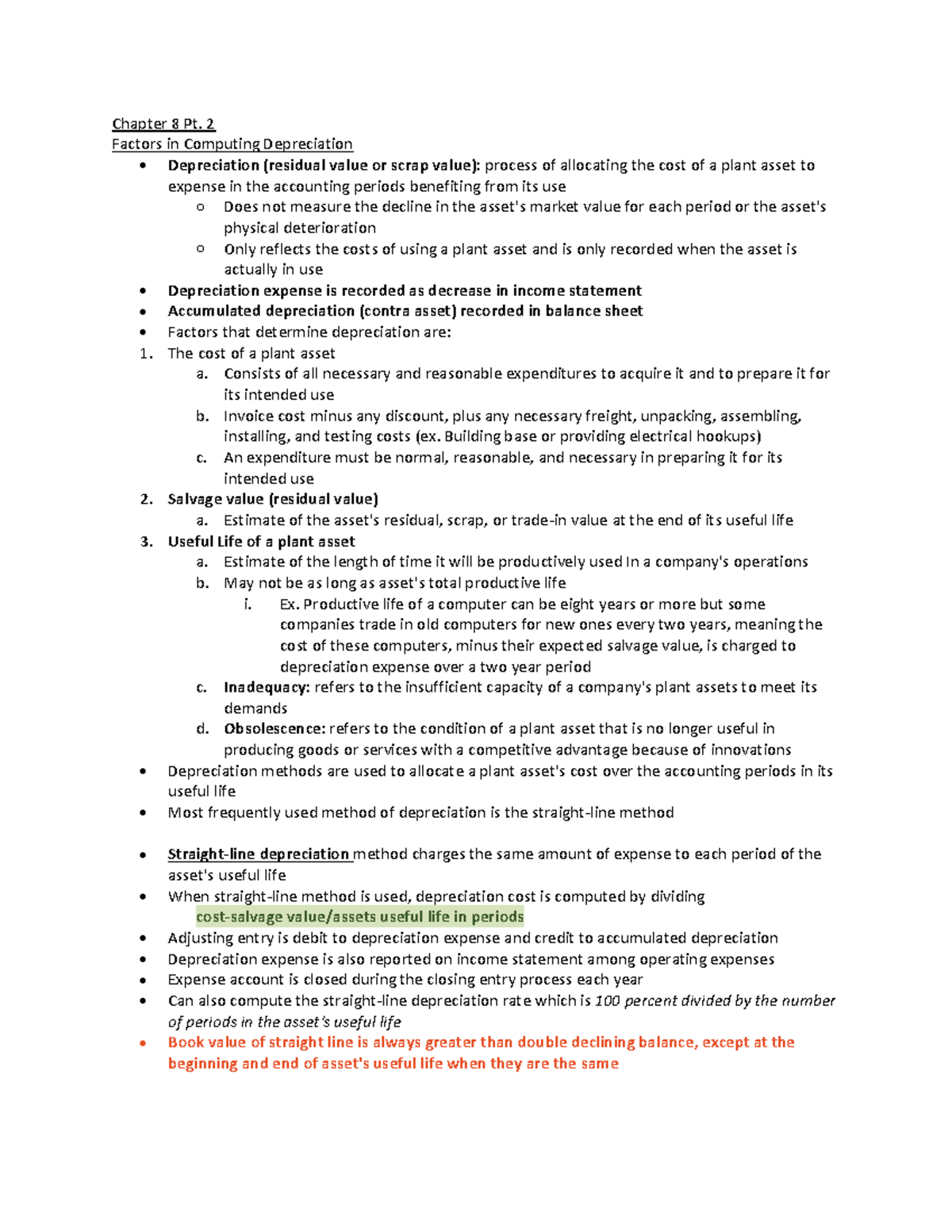 Chapter 8 Pt 2 - Chapter 8 Pt. 2 Factors in Computing Depreciation ...