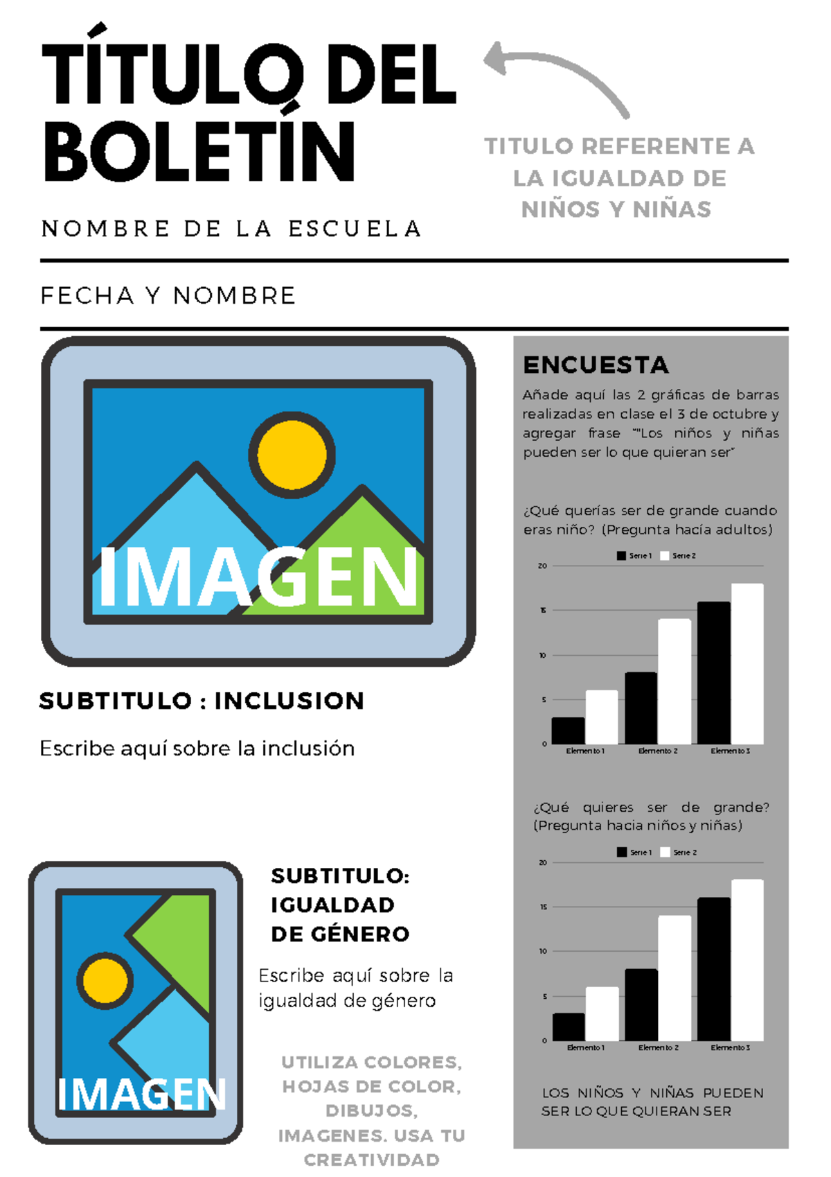 Material para hacer un boletín - TÍTULO DEL BOLETÍN N O M B R E D E L A ...