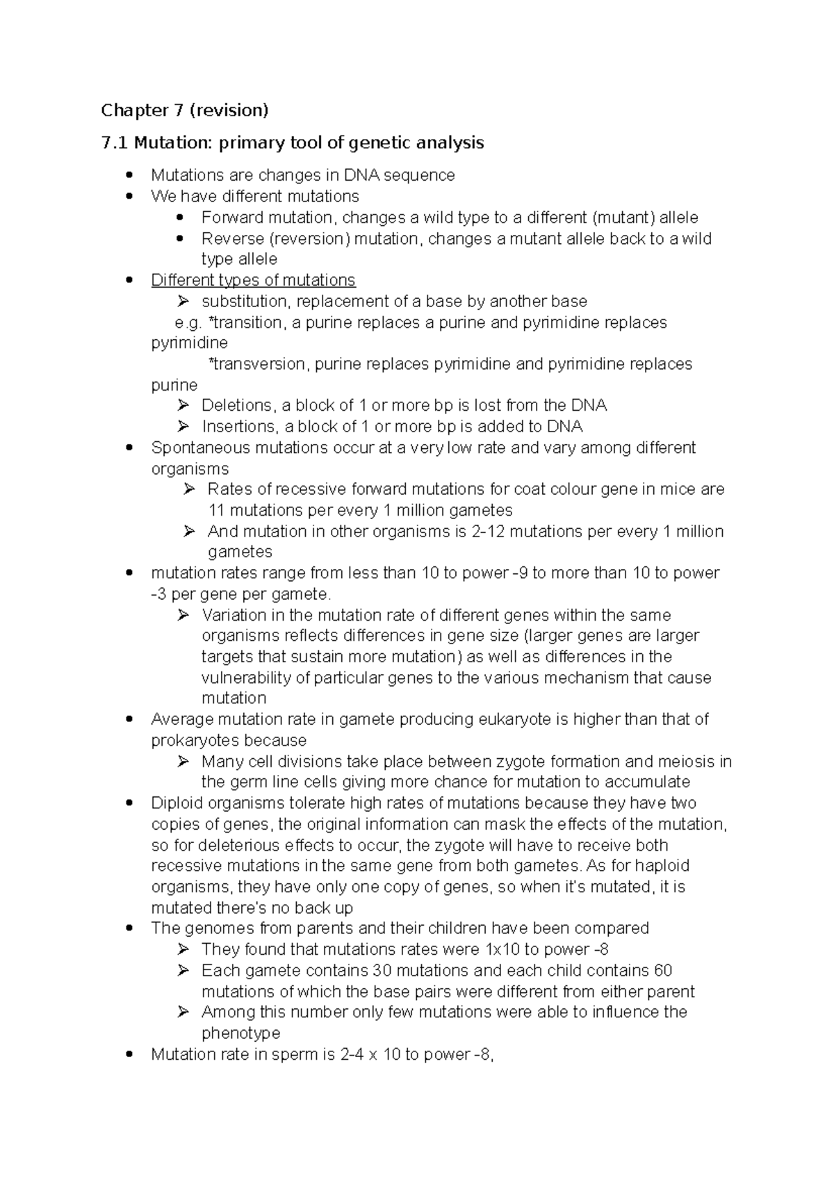 Chapter 7 - FORENSICS - Chapter 7 (revision) 7 Mutation: primary tool ...