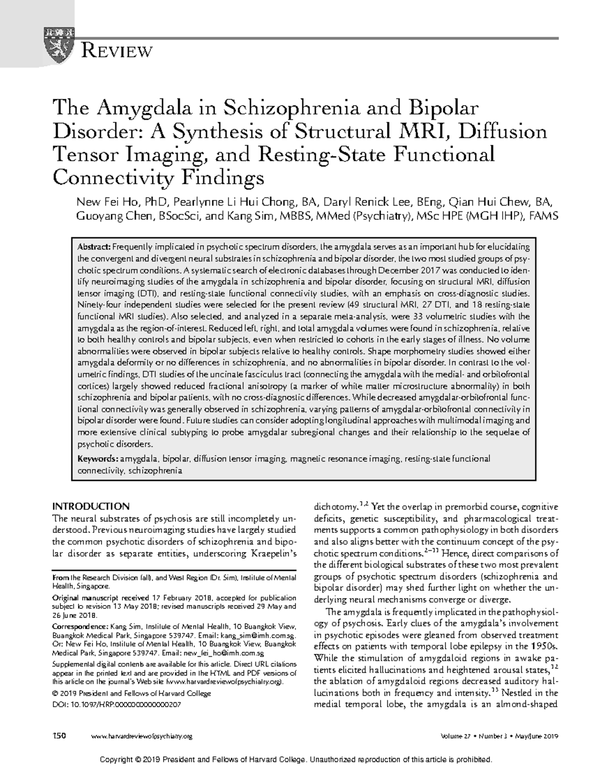 The Amygdala in Schizophrenia and Bipolar Disorder: A Synthesis of ...