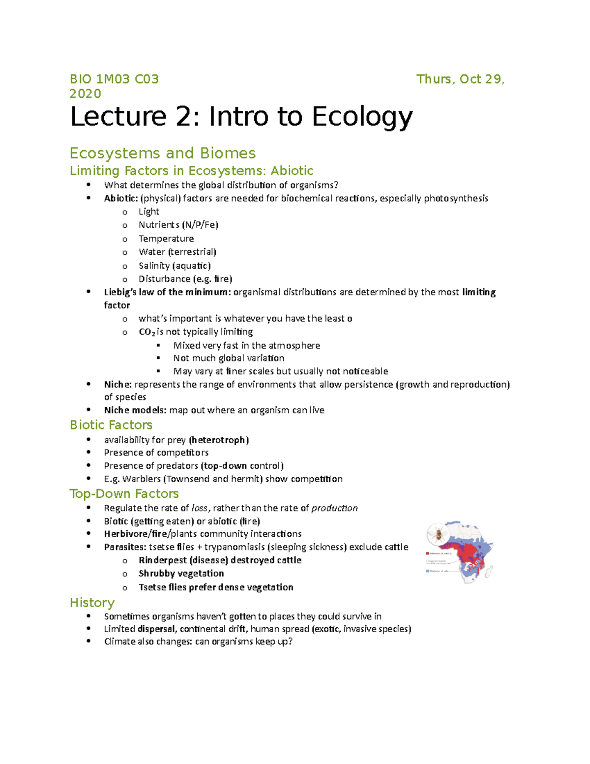 Introduction to Ecology notes - BIO 1M03 C03 Thurs, Oct 29, 2020 ...