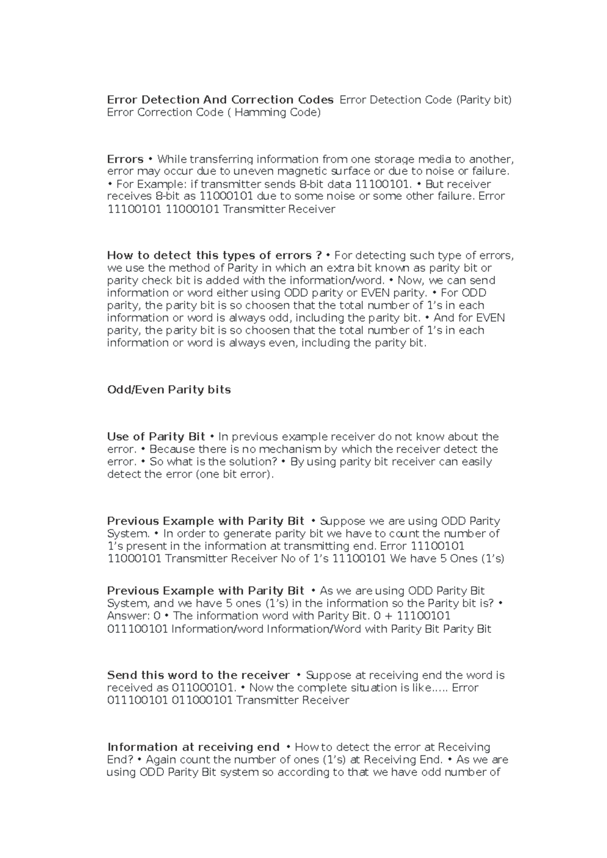 Error Detection And Correction Code Error Detection And Correction