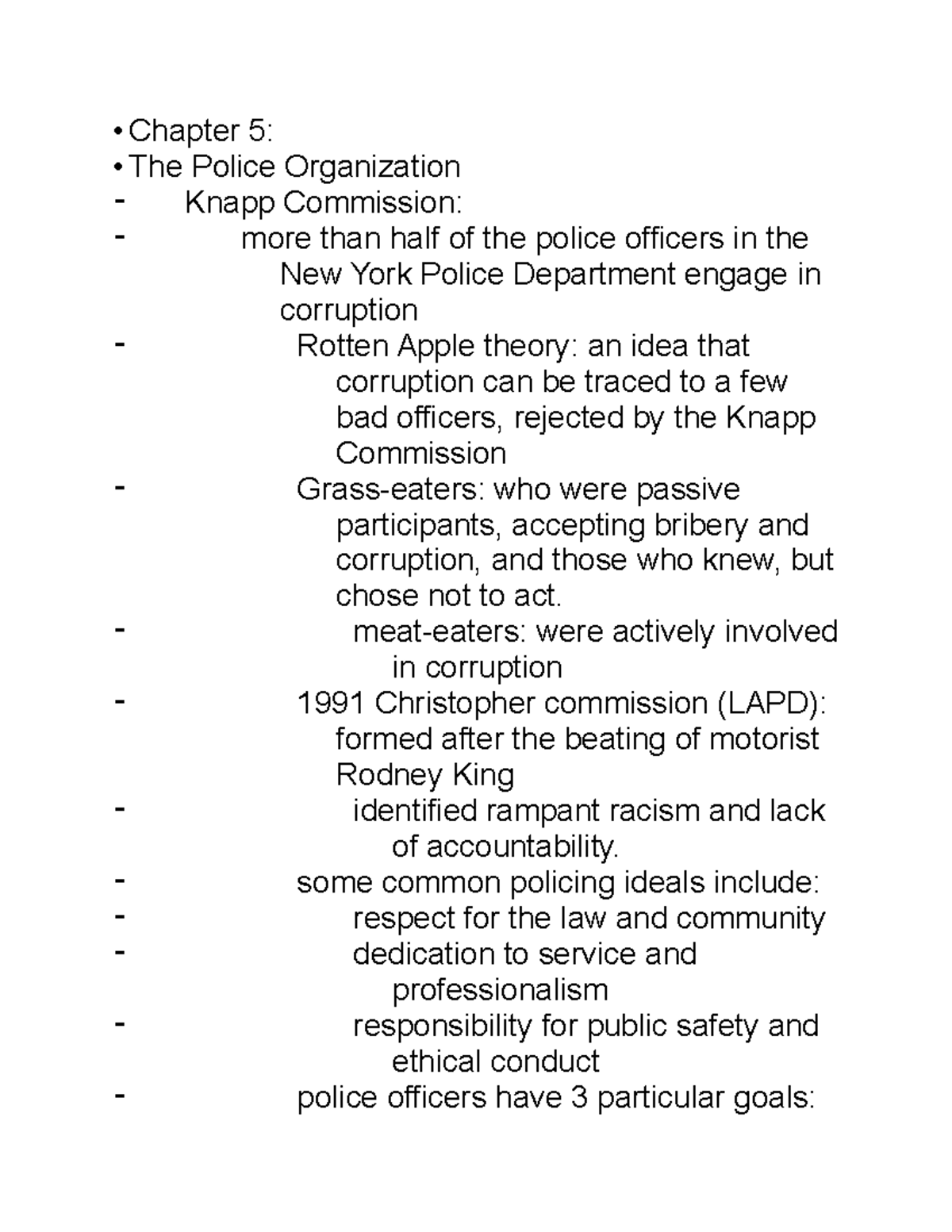 Intro to crim - Chapter 5: The Police Organization ⁃ Knapp Commission ...