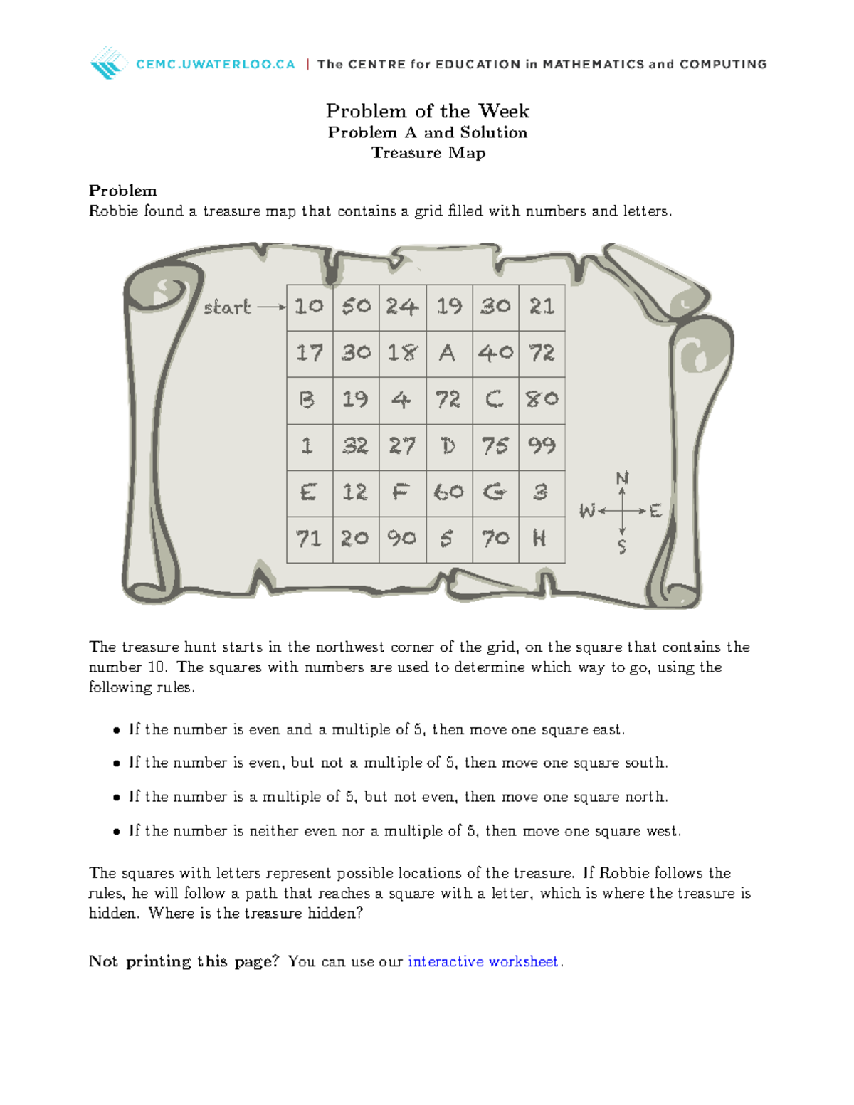 Potwa 21 C G 23 S - math worksheet - Problem of the Week Problem A and ...