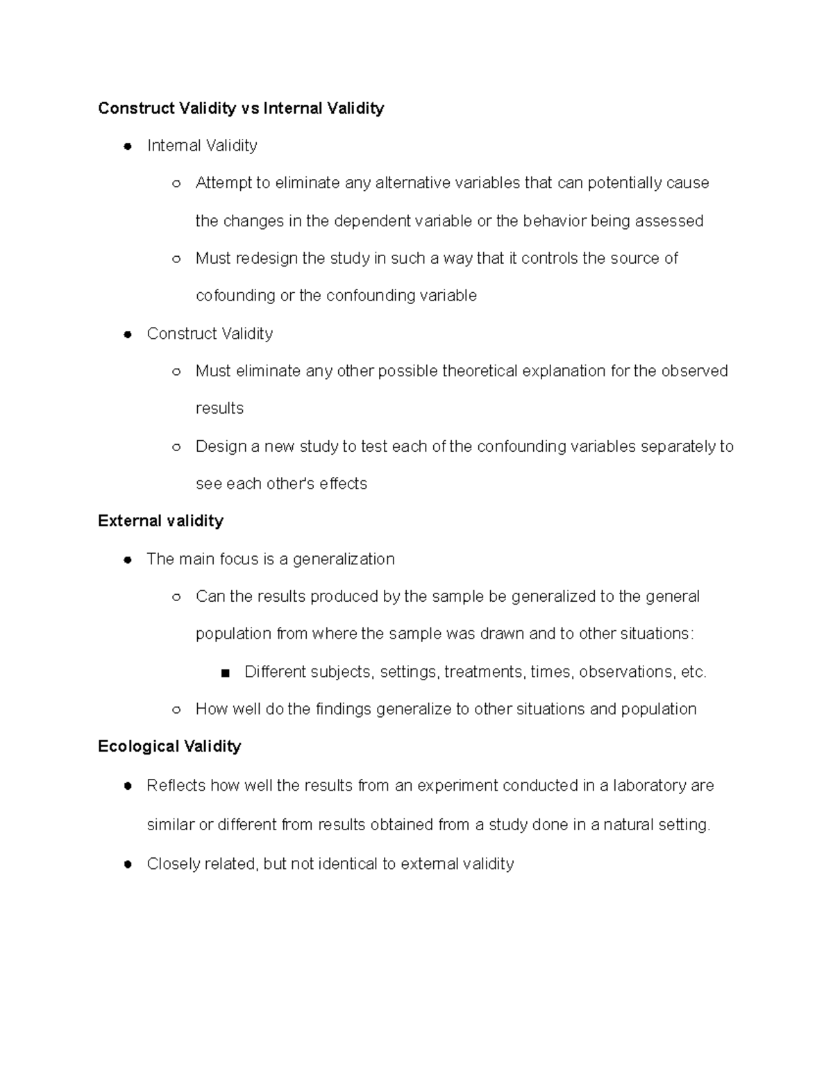 Experimental Psychology: Validity - Construct Validity vs Internal ...