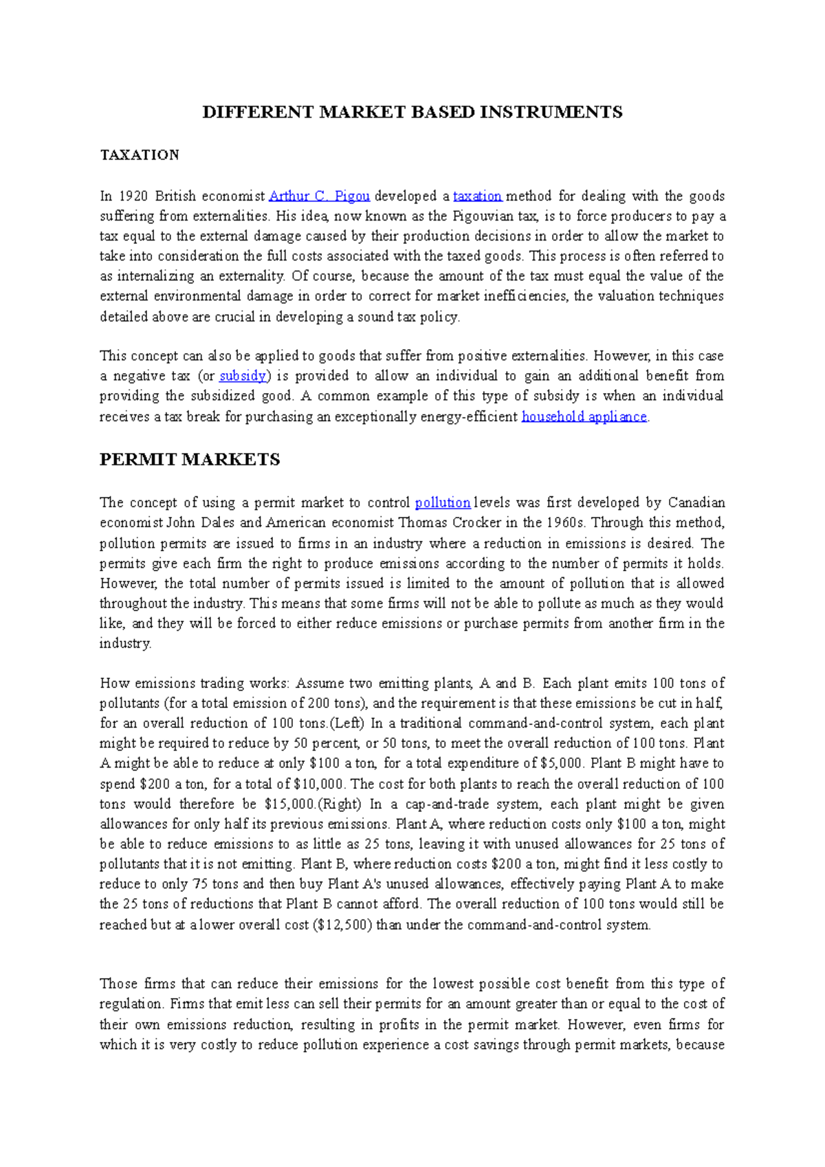 Different market based instruments - DIFFERENT MARKET BASED INSTRUMENTS ...