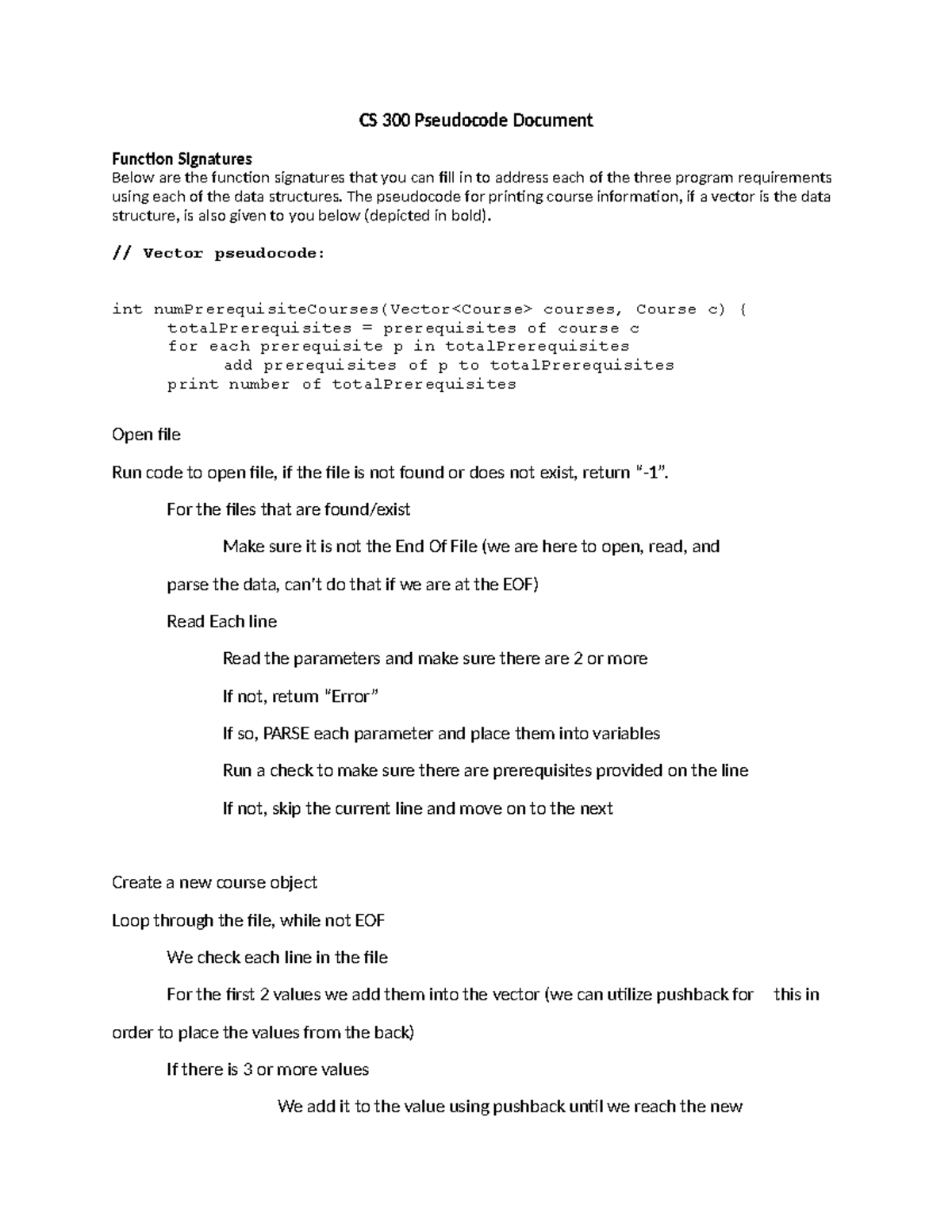 Cs300 Mod 6 Pseudocode Doc Cs 300 Pseudocode Document Function