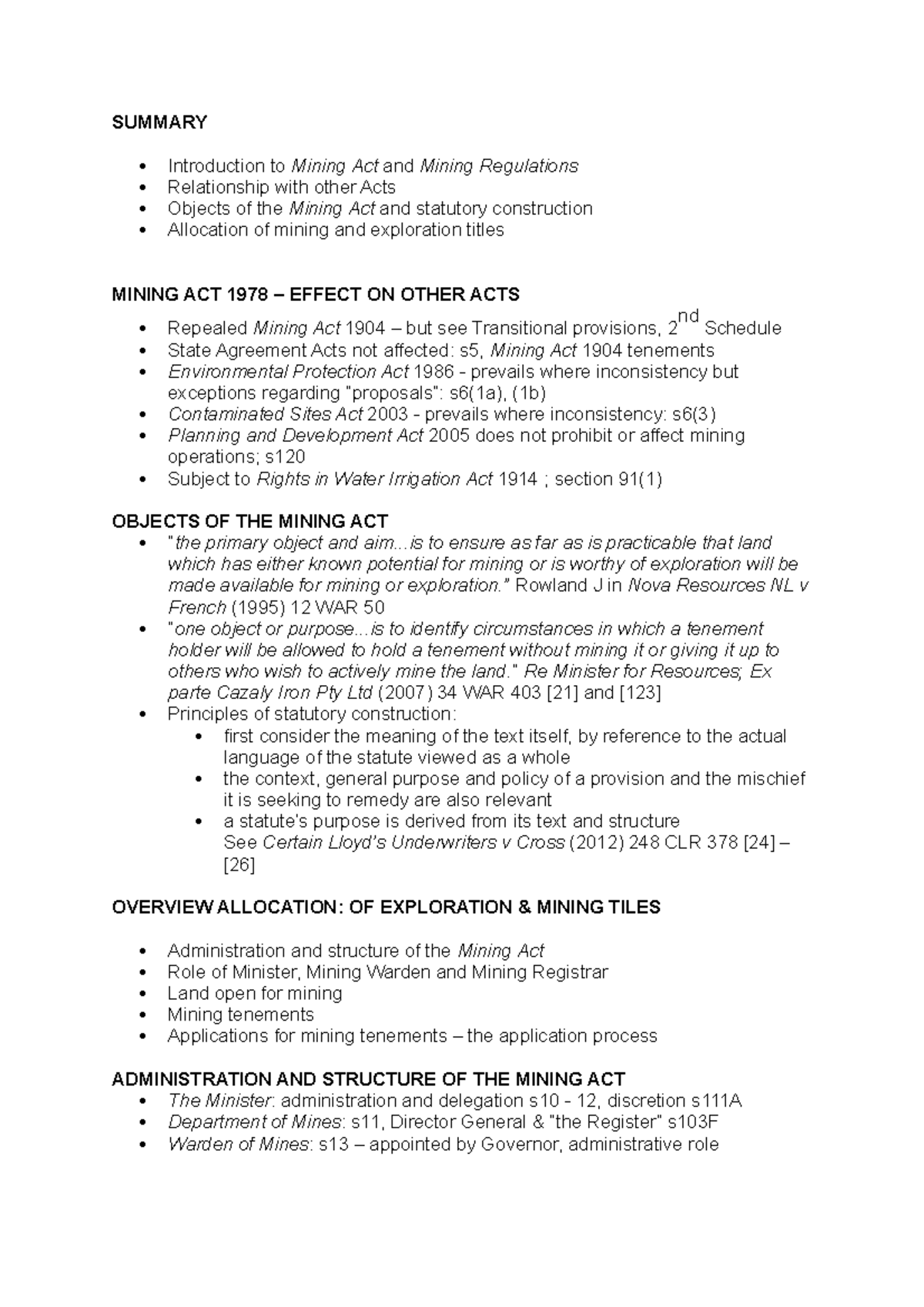 Mining Act and Mining Regulations - . to ensure as far as is ...