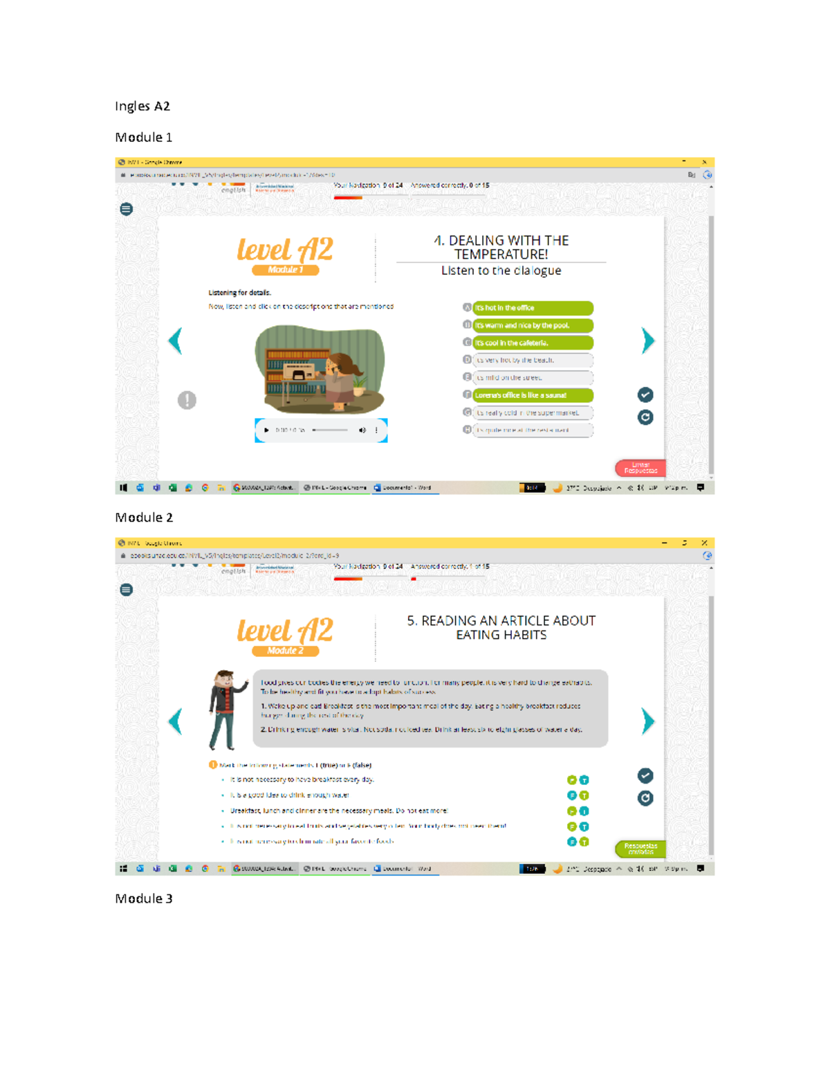 Ingles A2 - esta es la tarea 3 - Ingles A Module Module Module - Studocu