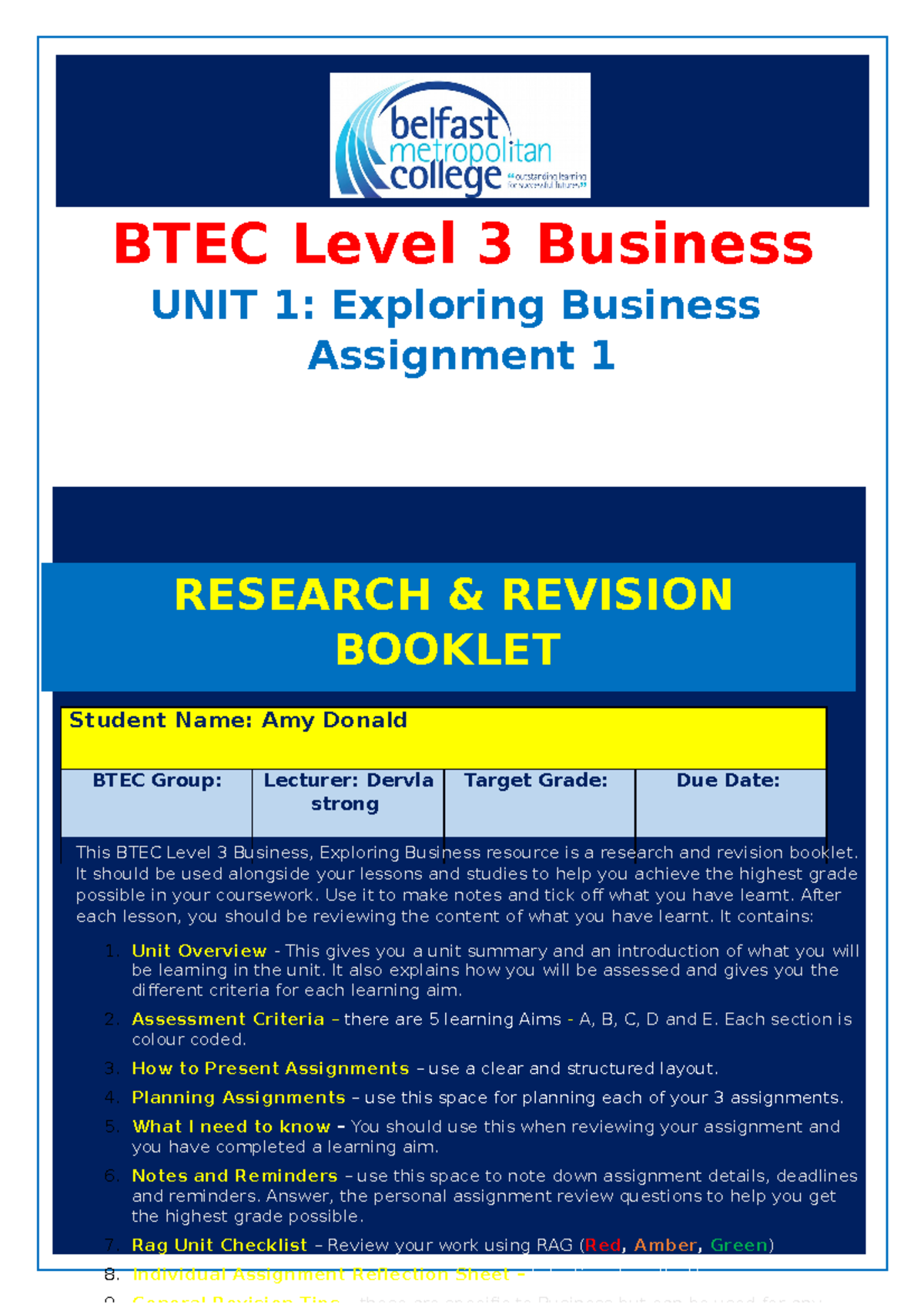 2Final Research & Revision-Booklet-2 (1) - BTEC Level 3 Business UNIT 1 ...
