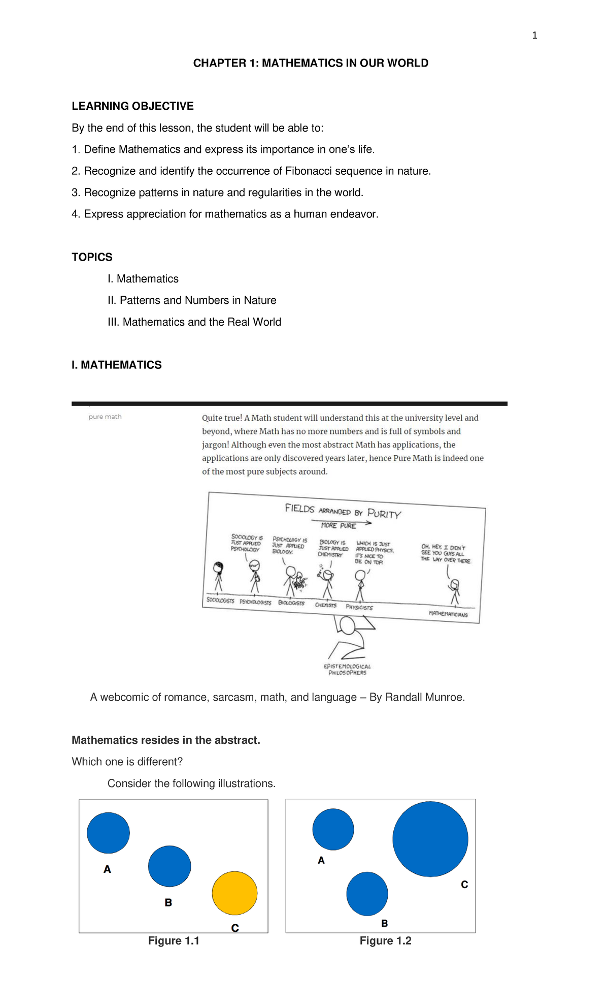 Chapter 1 Mathematics in our World for PDF - CHAPTER 1: MATHEMATICS IN ...