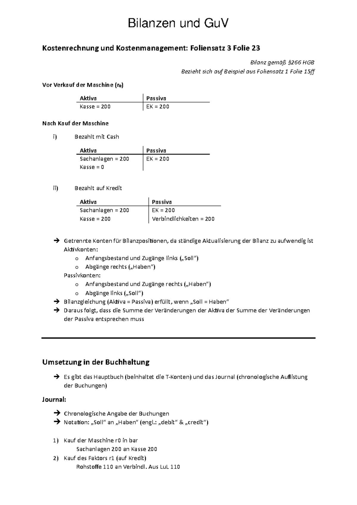 Übersicht Bilanz&Gu V - Wintersemester - Kostenrechnung und Kostenmanagement: Foliensatz 3 Folie ...