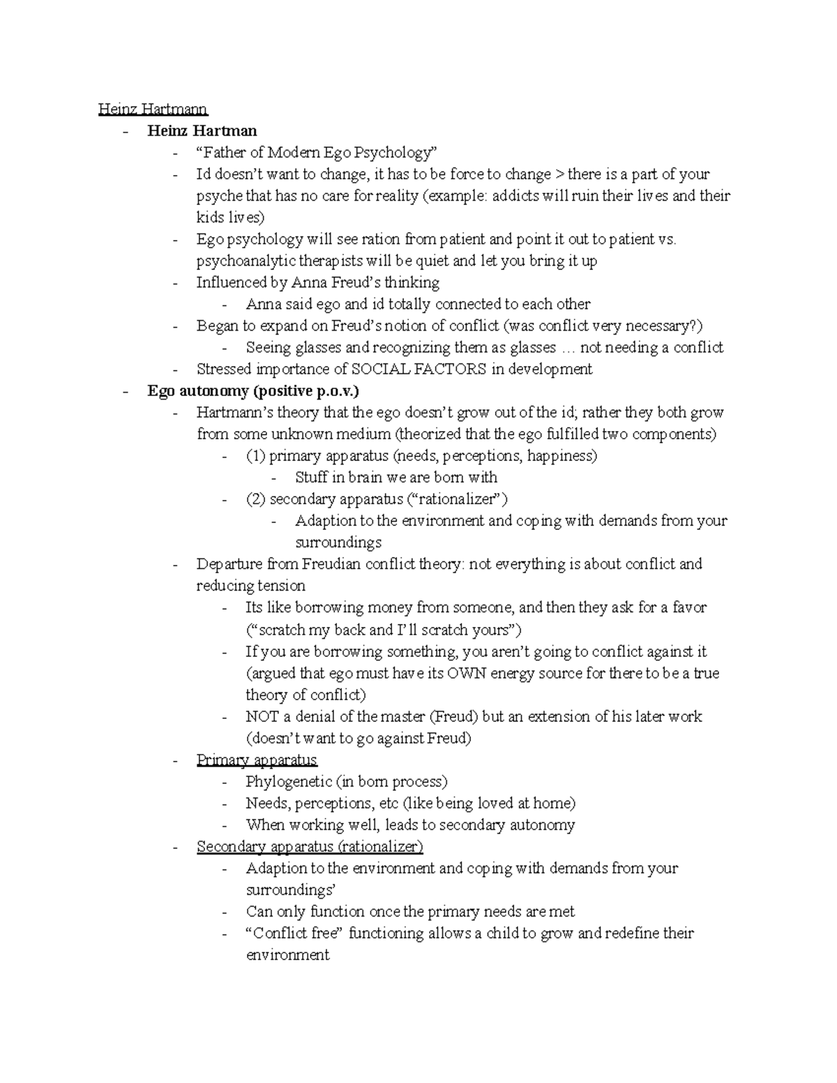 Personality Study Guide 2 - Heinz Hartmann - Heinz Hartman - “Father of ...