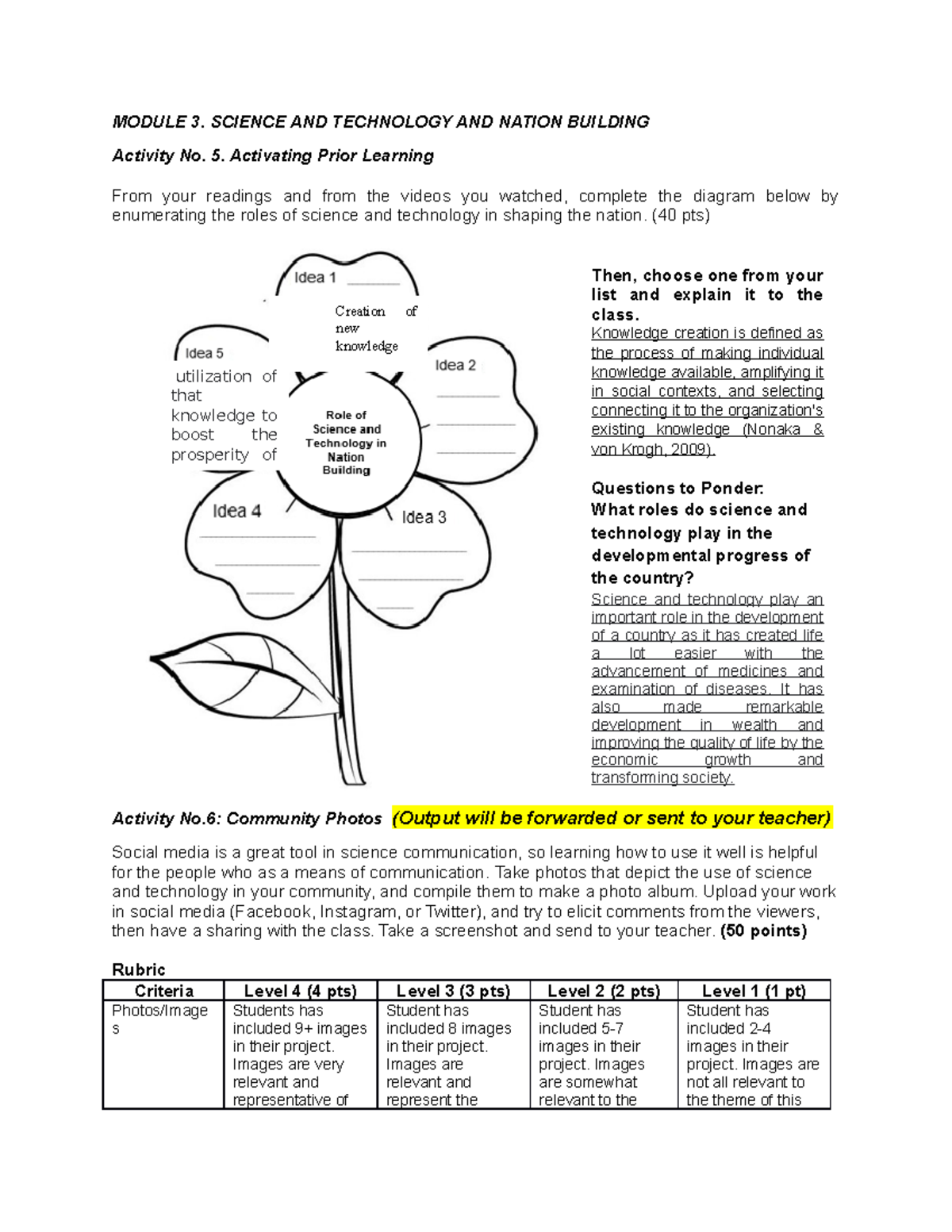 Module 3 Activity No. 5. Activating Prior Learning - MODULE 3. SCIENCE ...