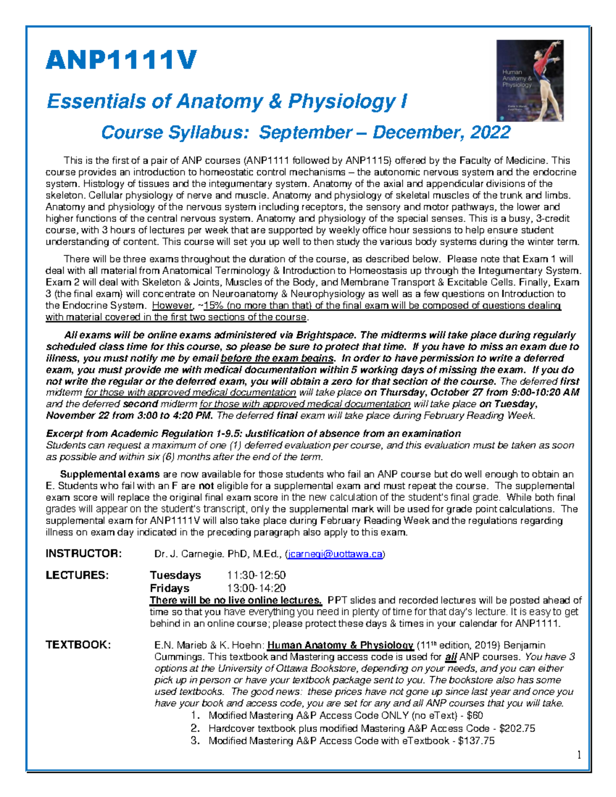 ANP1111 Guide 2022 - ANP1111V Essentials of Anatomy & Physiology I ...
