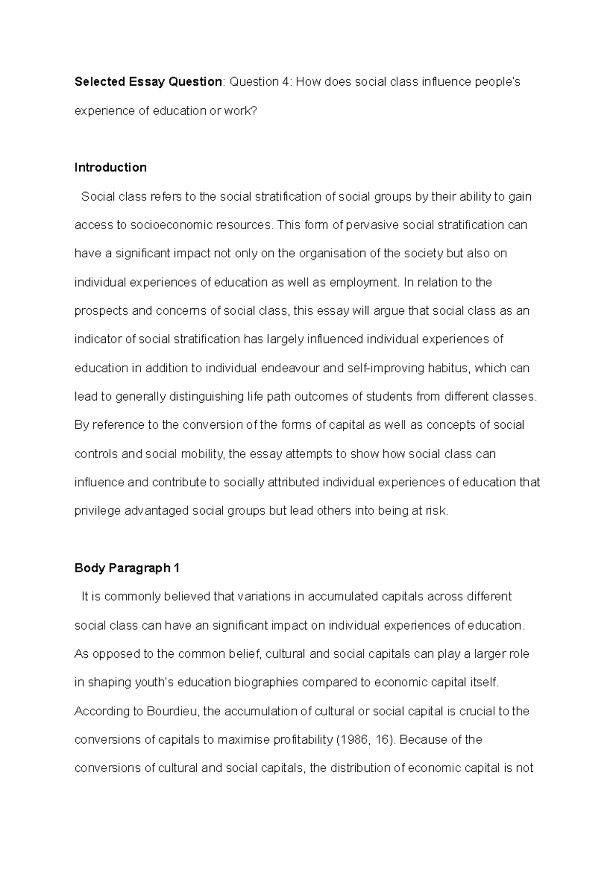 SOCI10001 Research Essay - Selected Essay Question: Question 4: How ...