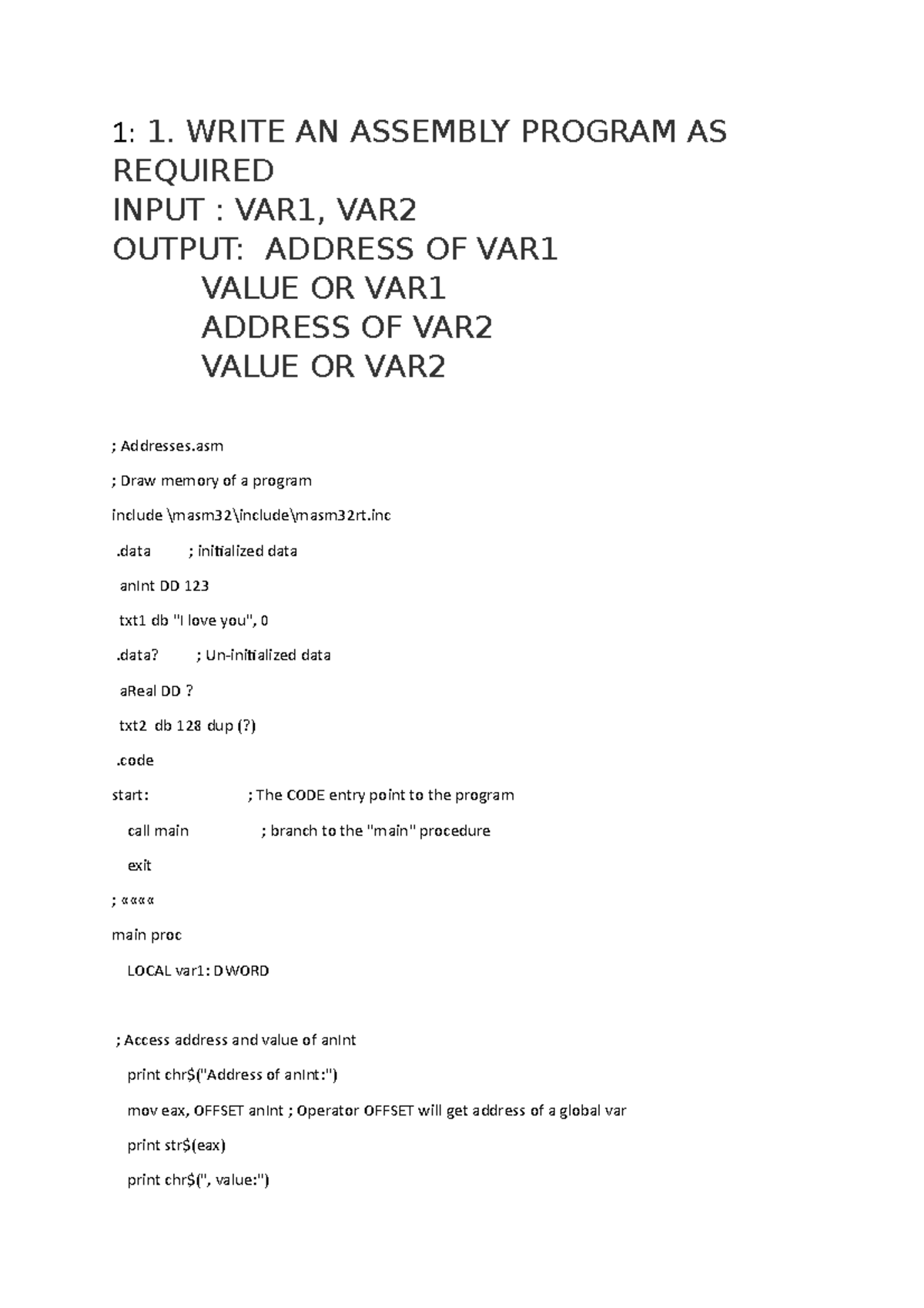 Assembly 2 - Võ Văn Phúc Ân - se172634 - 1: 1. WRITE AN ASSEMBLY ...