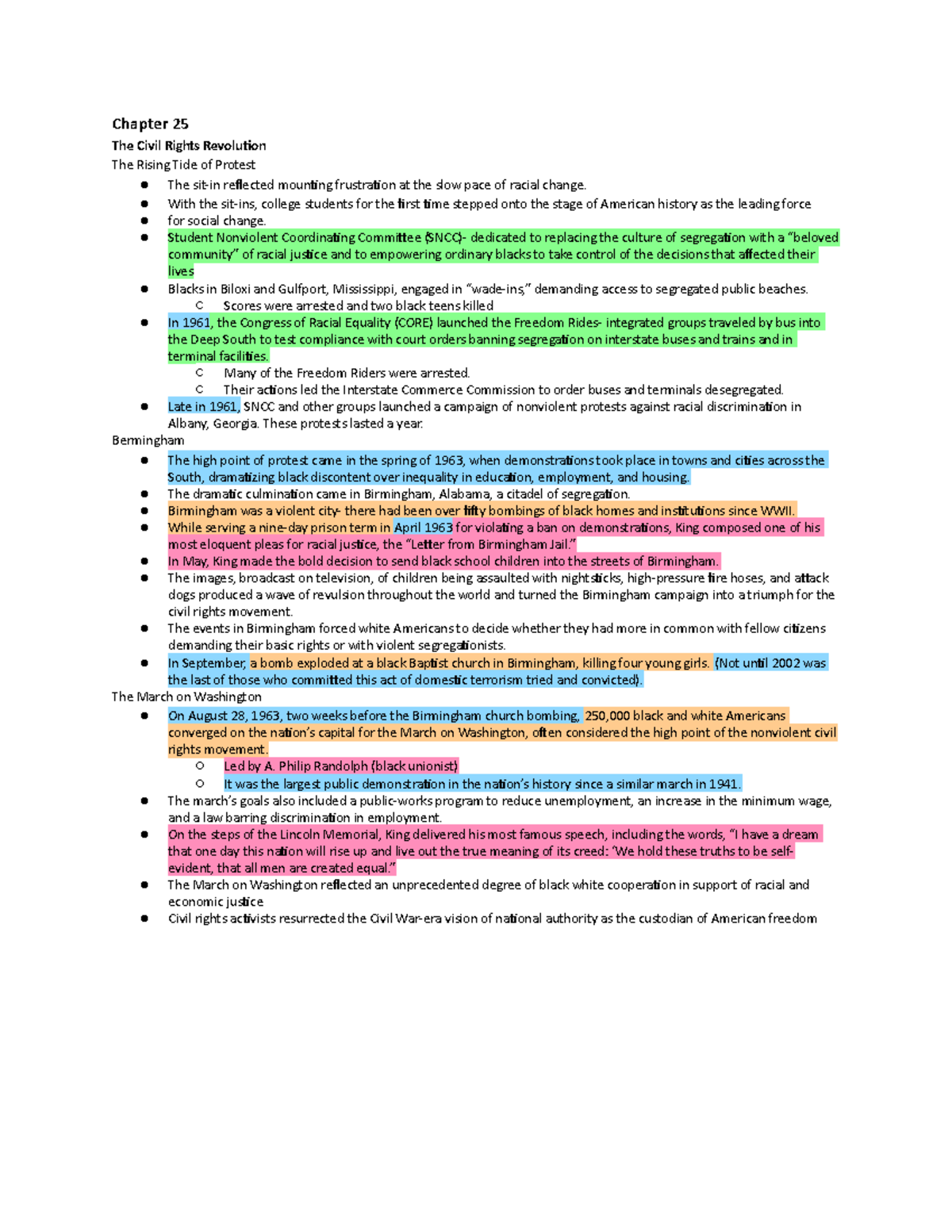 Chapter 25 - Reading Notes - Chapter 25 The Civil Rights Revolution The ...