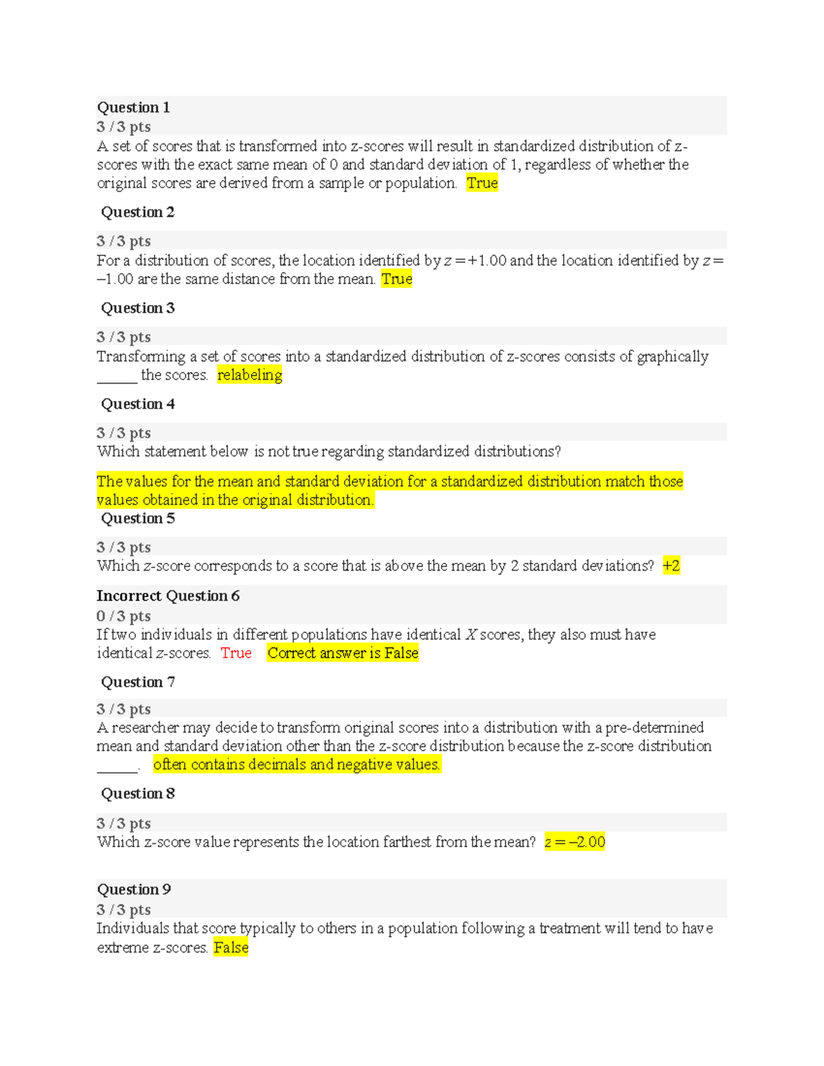 PSYC354 week 4 quiz - 1 true or false incorrect with correction ...