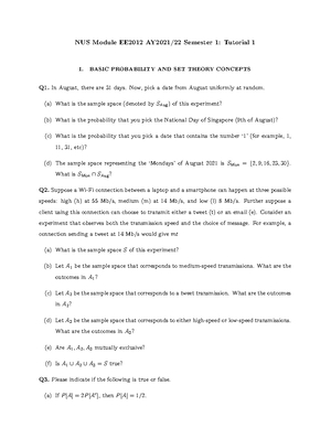 Tutorial 4-Q A 2021S2 Tutorial 4-Q A 2021S2 Tutorial 4-Q A 2021S2 Tutorial 4-Q A 2021S2 - EE2211 ...