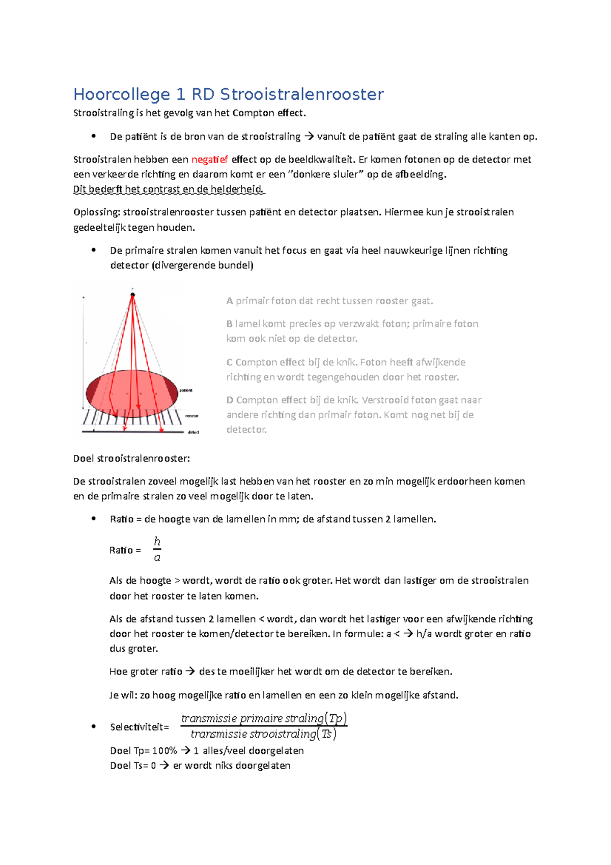 Belichtingsautomaat en strooistralenrooster - Hoorcollege 1 RD ...